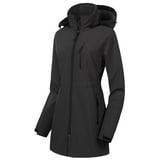 Chrisuno Women's Softshell Long Jacket With Hood Fleece Lined Windproof ...