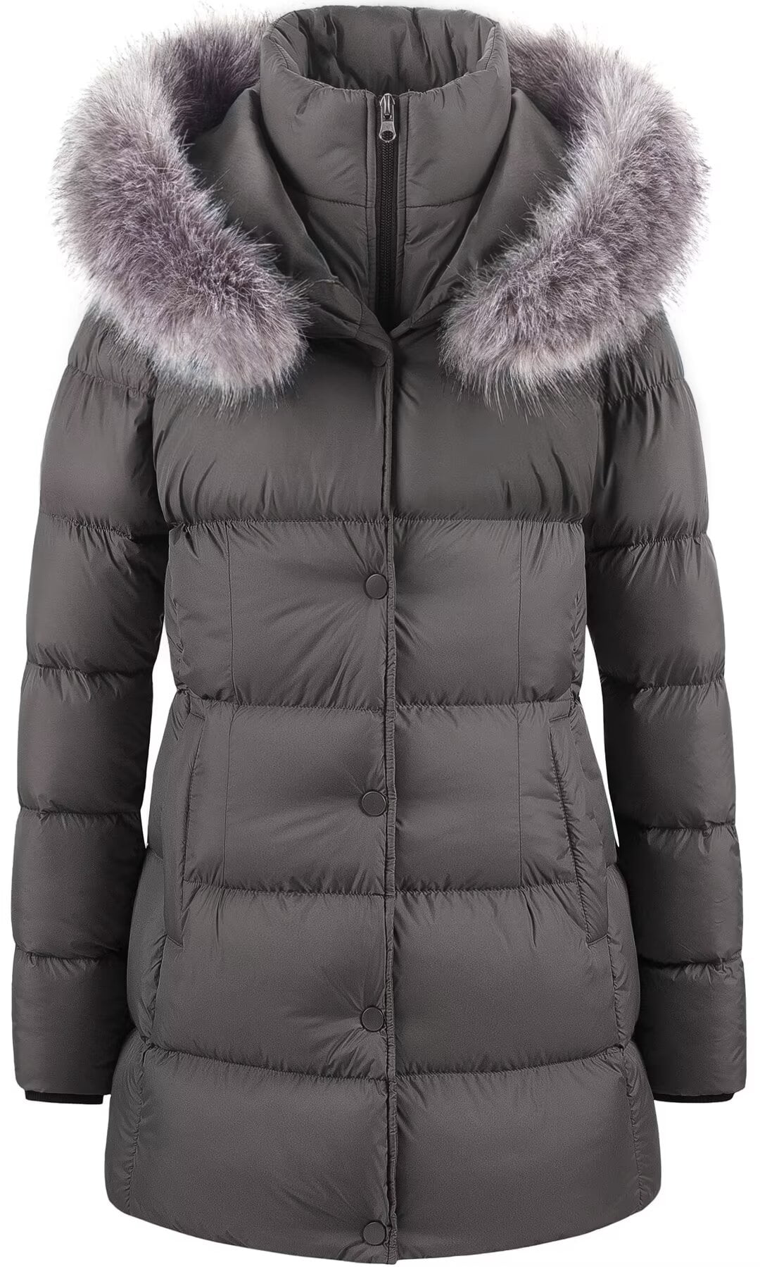 Chrisuno Women's ladies Quilted Winter Heaver Coat Collar Hooded Puffer ...