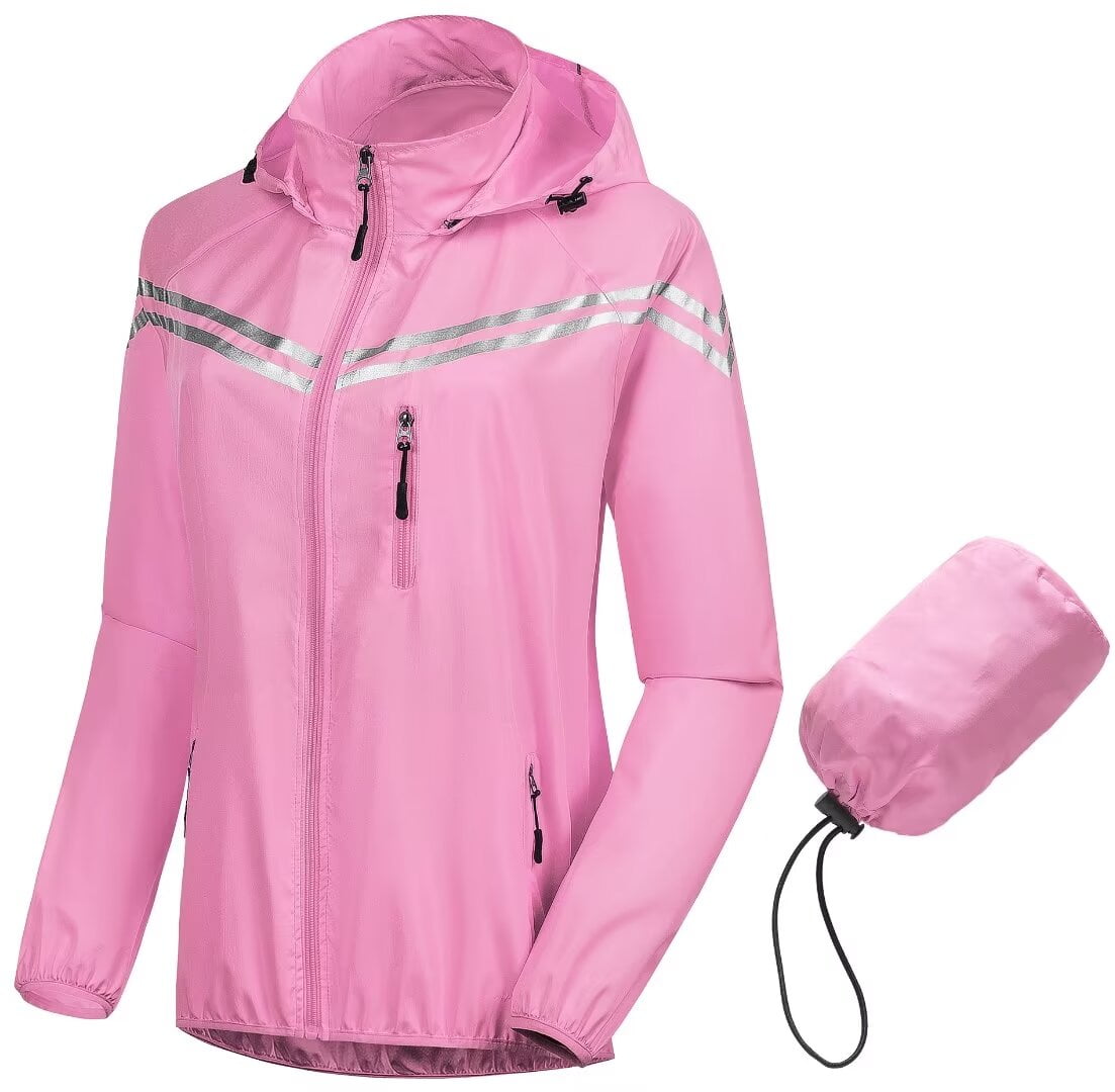 Chrisuno Womens Lightweight Windbreaker Hooded Jackets With Hidden ...