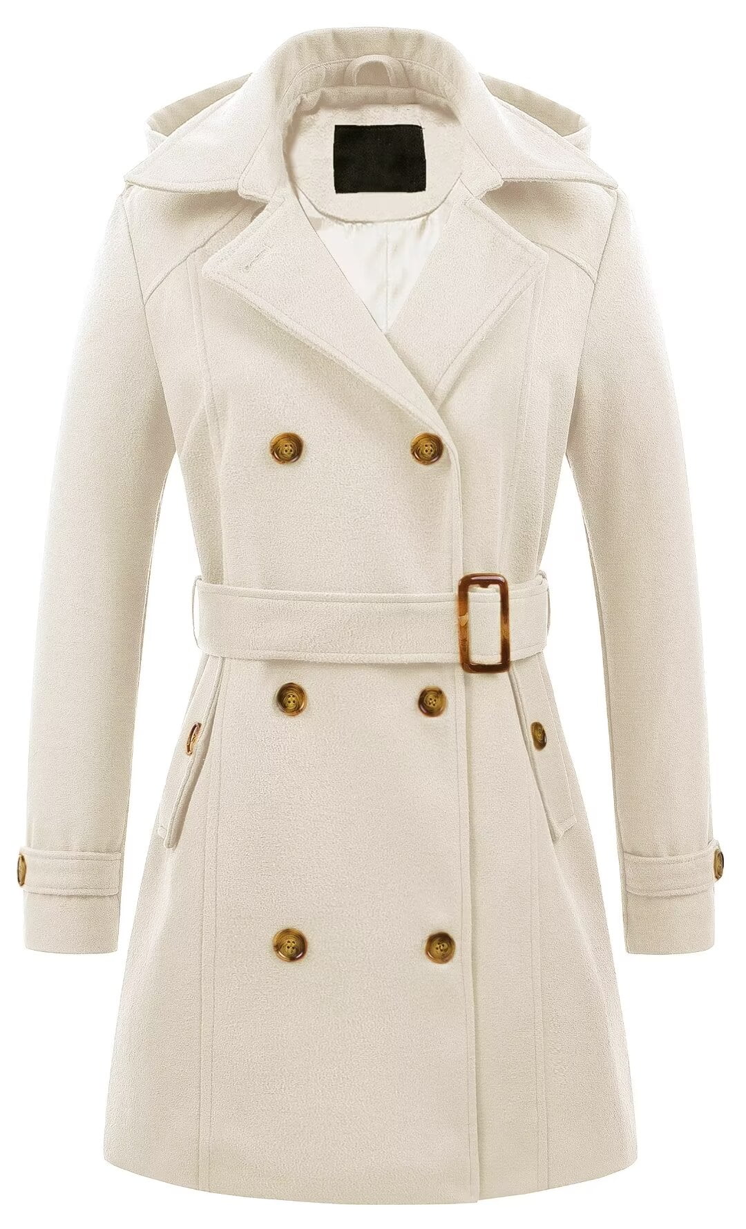 Chrisuno Wool Coats for Women Pea Coats Long Notch Lapel Double ...