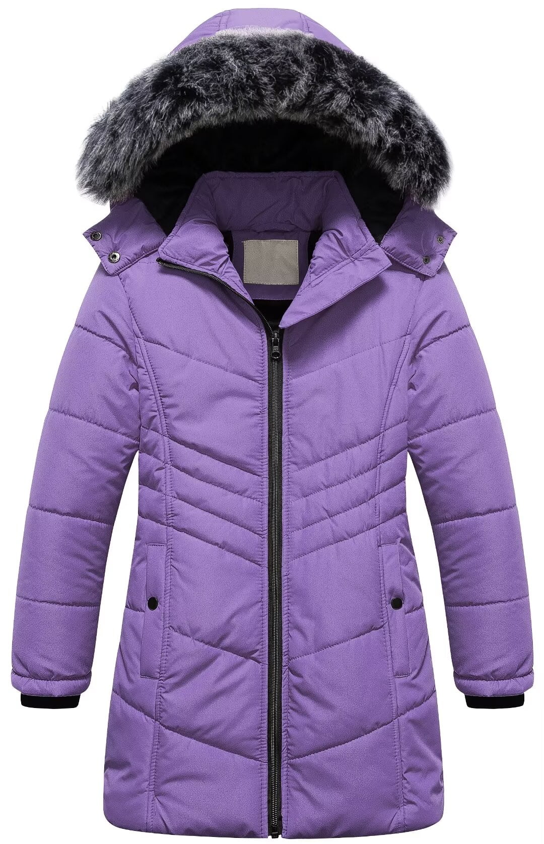 Chrisuno Youth Long Winter Coat Parka Soft Fleece Hooded Quilted Puffer ...