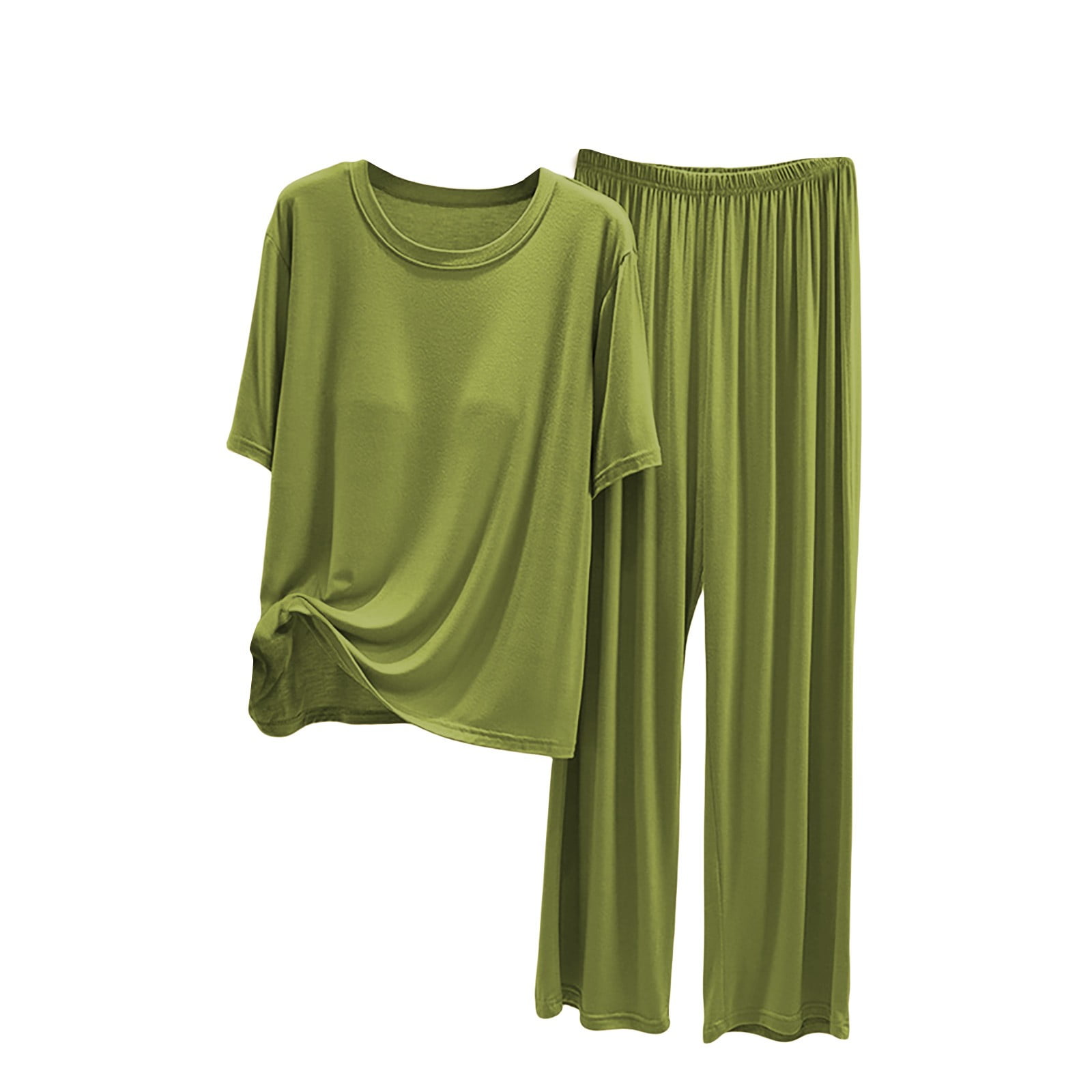 Chroia Ladies' Plus Size Padded Bra Pajama Set - Short Sleeve Long ...