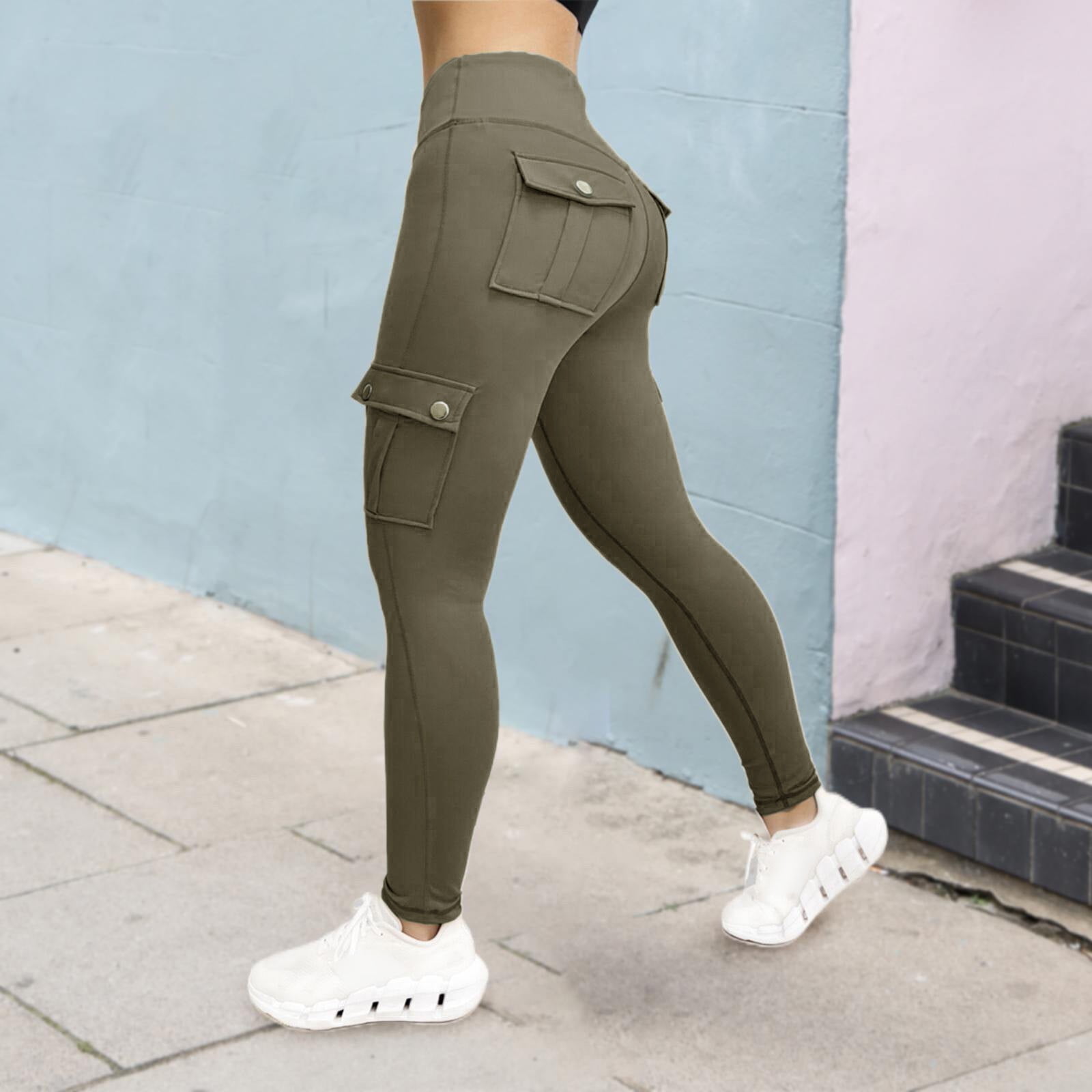Chroia Women's Solid Butt Lifting High Waist Tummy Control Cargo ...