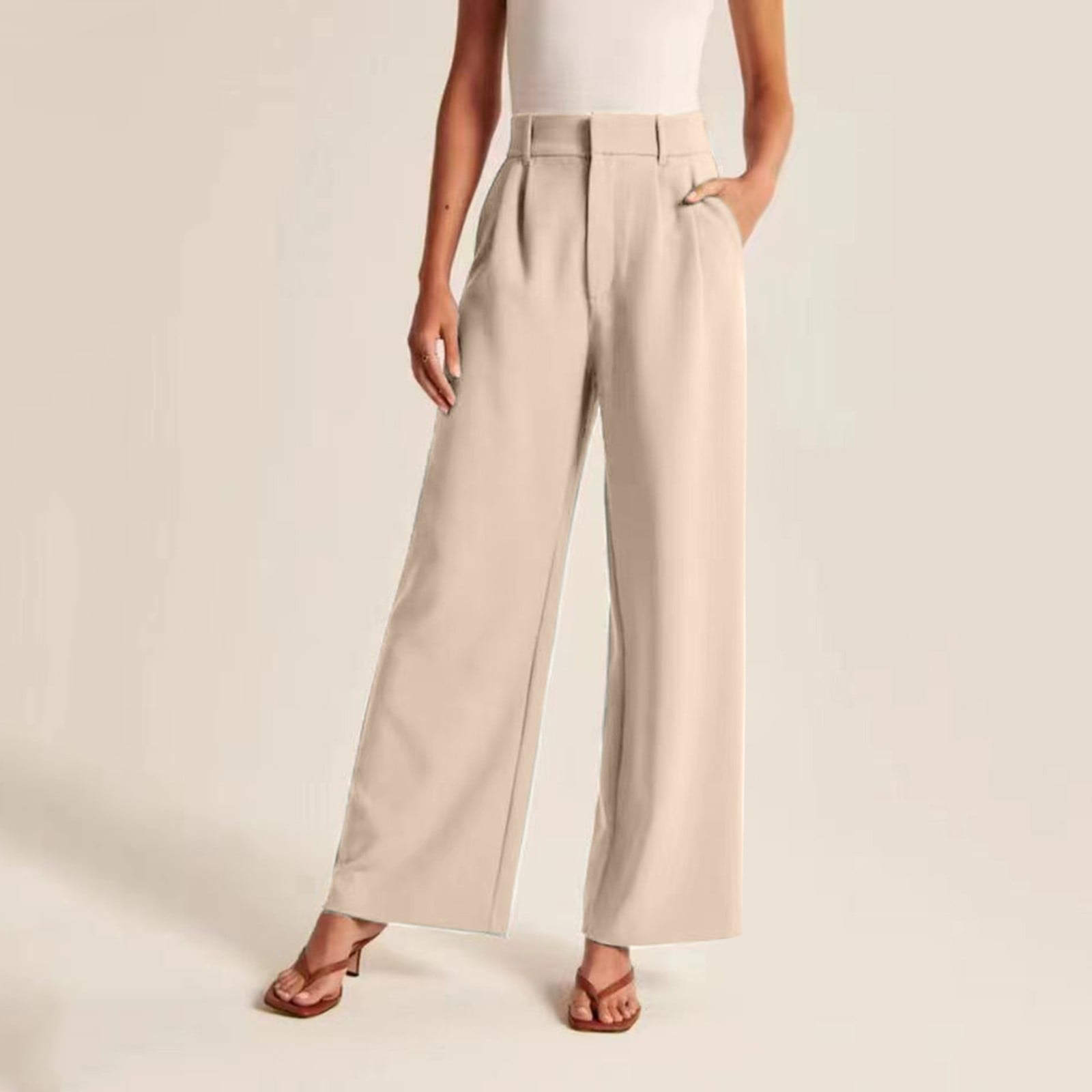 Chroia Women's Solid Wide Leg High Waisted Flowy Dressy Trousers ...