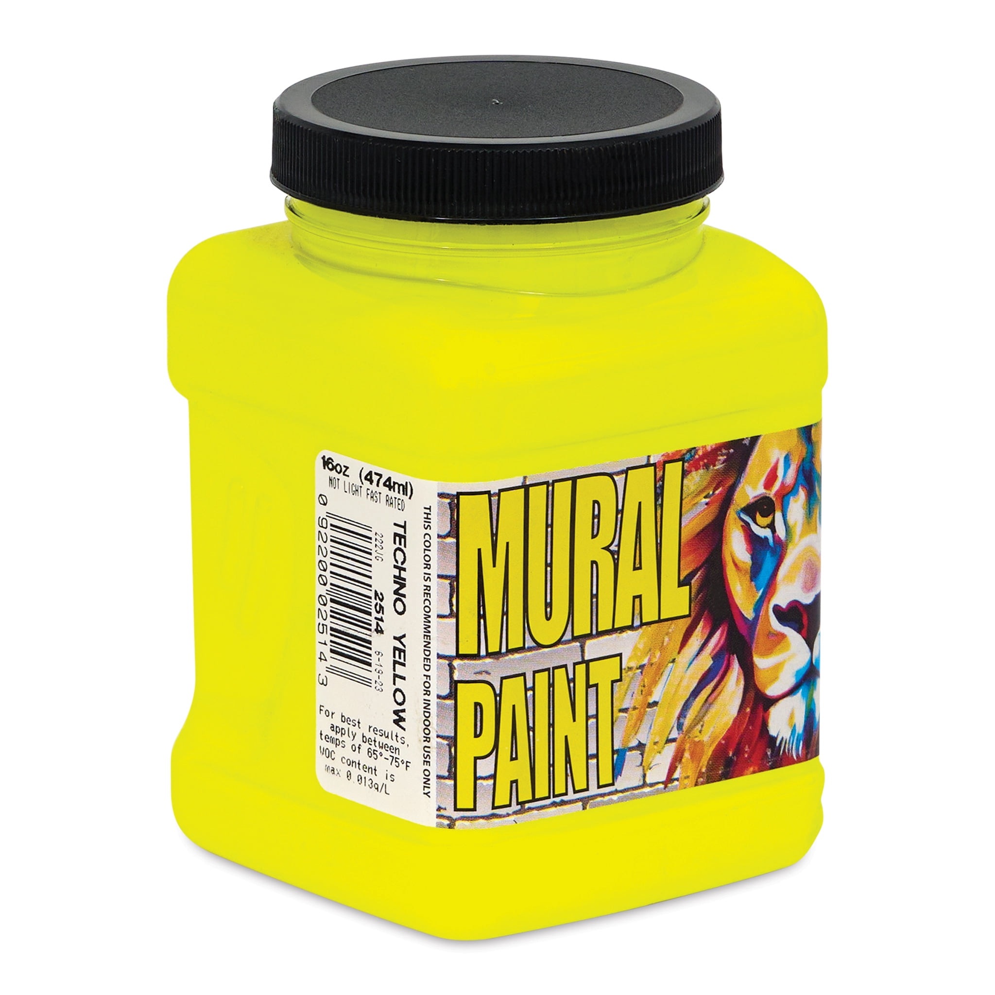 Chroma Acrylic Mural Paint - Techno Yellow, 16 oz Jar - Walmart.com