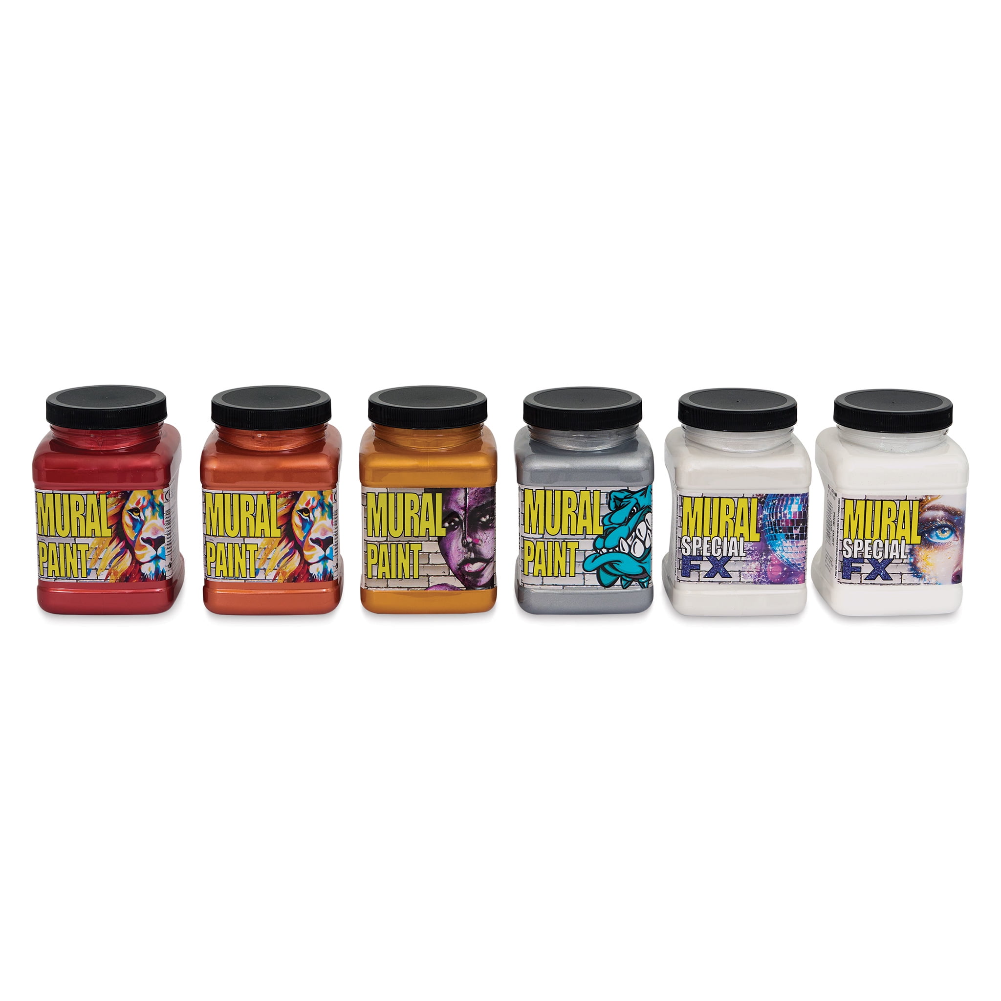 Chroma Acrylic Mural Paints - Metallic, Set of 6, 16 oz jars - Walmart.com