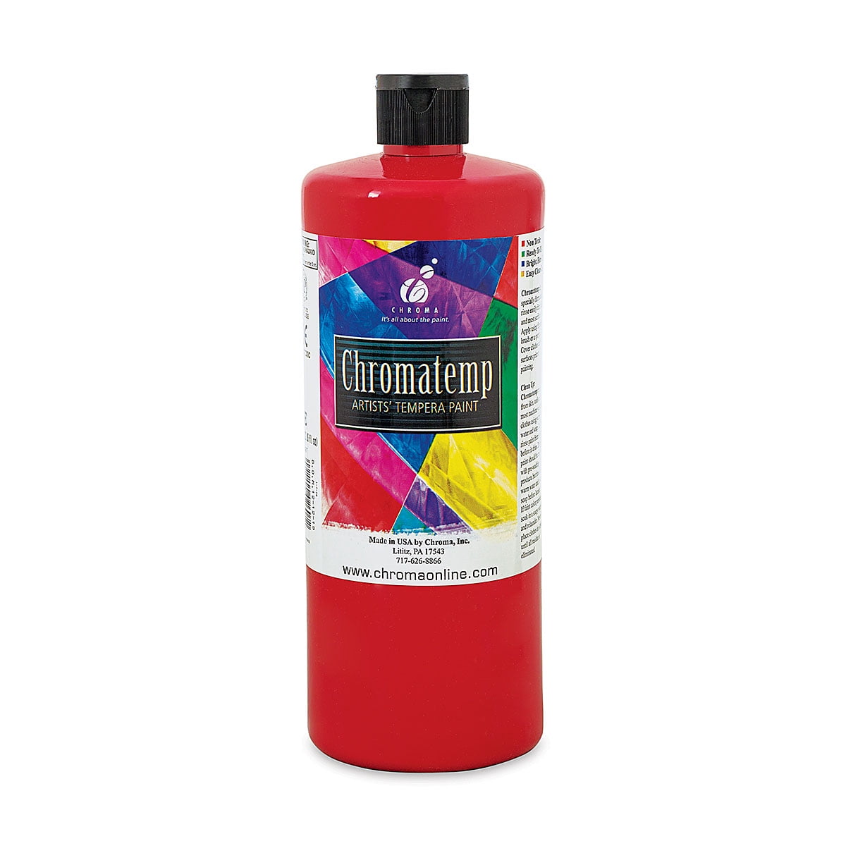 Chroma Chromatemp Artists' Tempera Paint -Red, Quart - Walmart.com