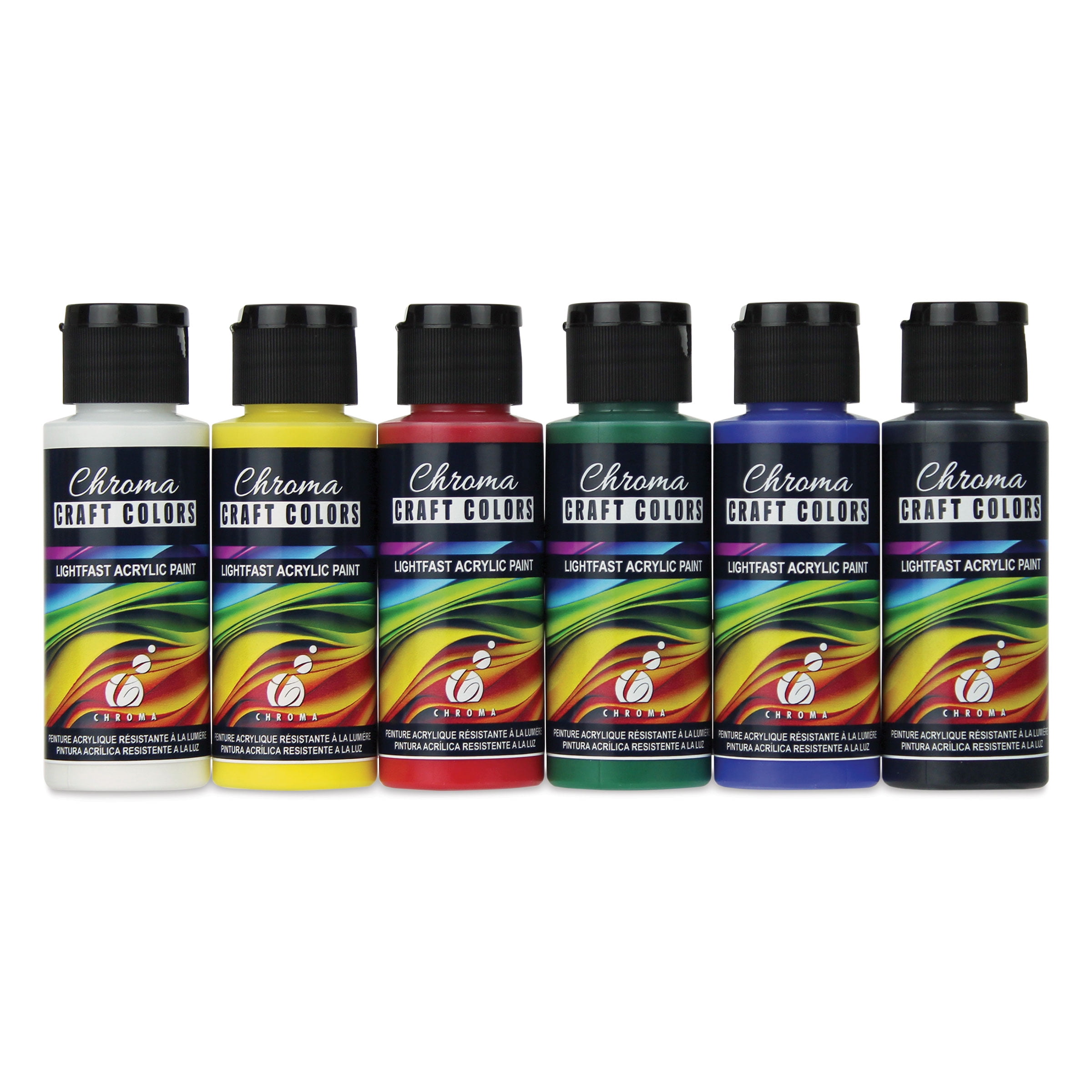 Chroma Craft Colors Acrylic Paints - Basic Colors, Set of 6, 2 oz ...