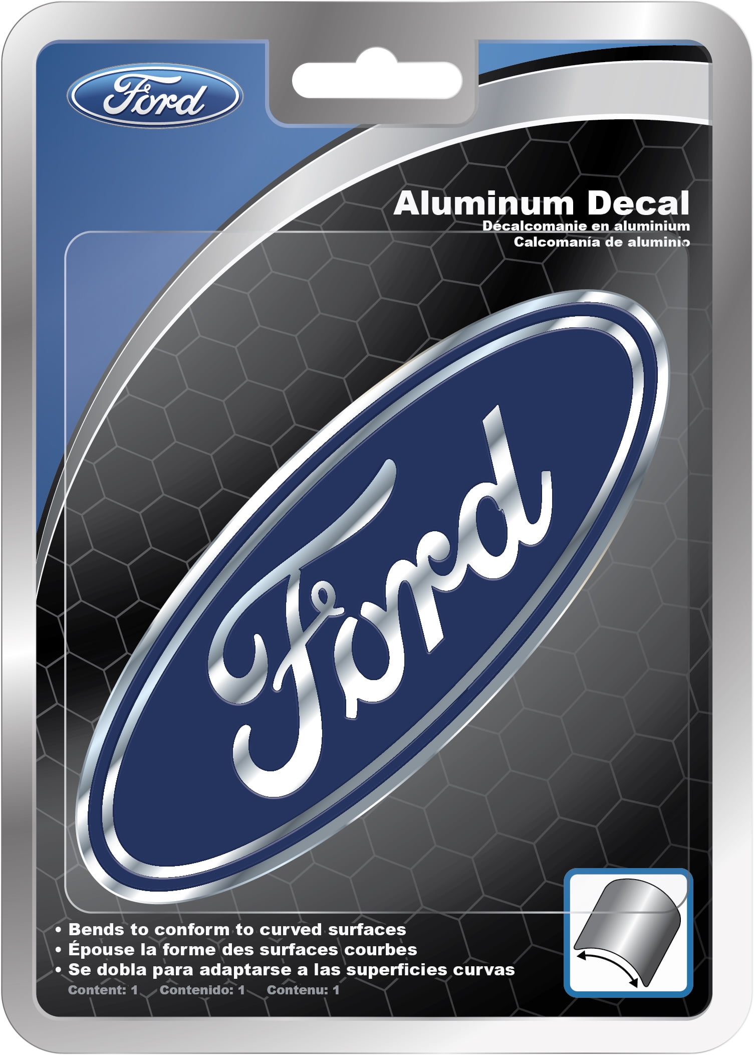 Chroma Ford Blue & Silver Aluminum Automotive Emblem Sticker Accessory ...
