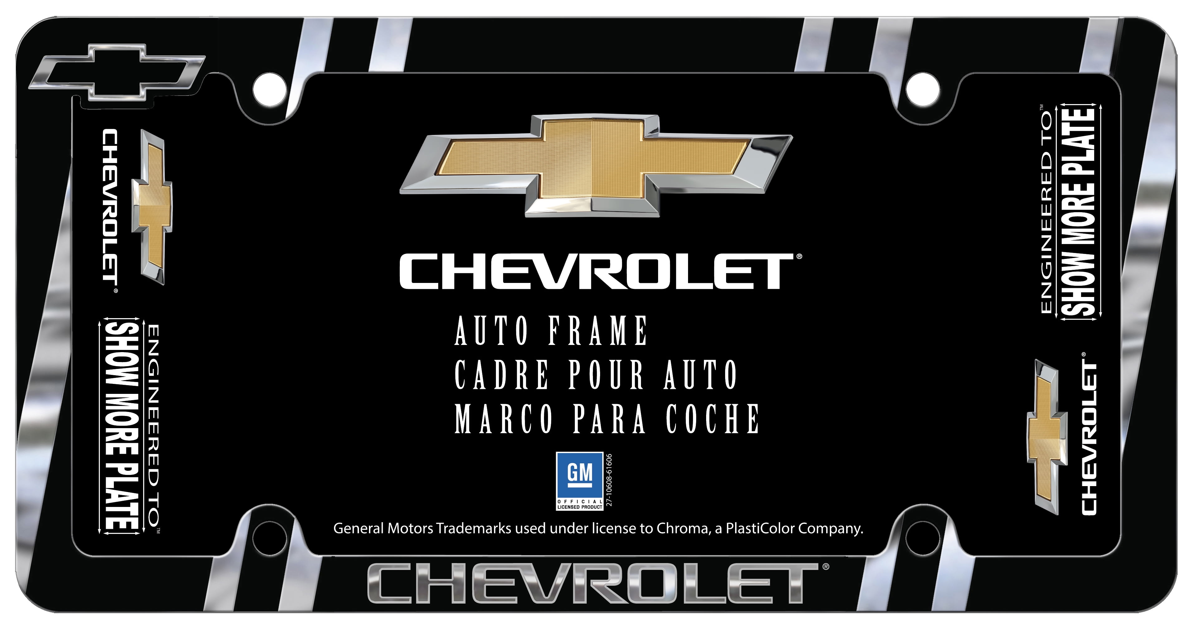 Chroma Graphics Chevrolet Stripes Metal License Plate Frame, Silver and ...