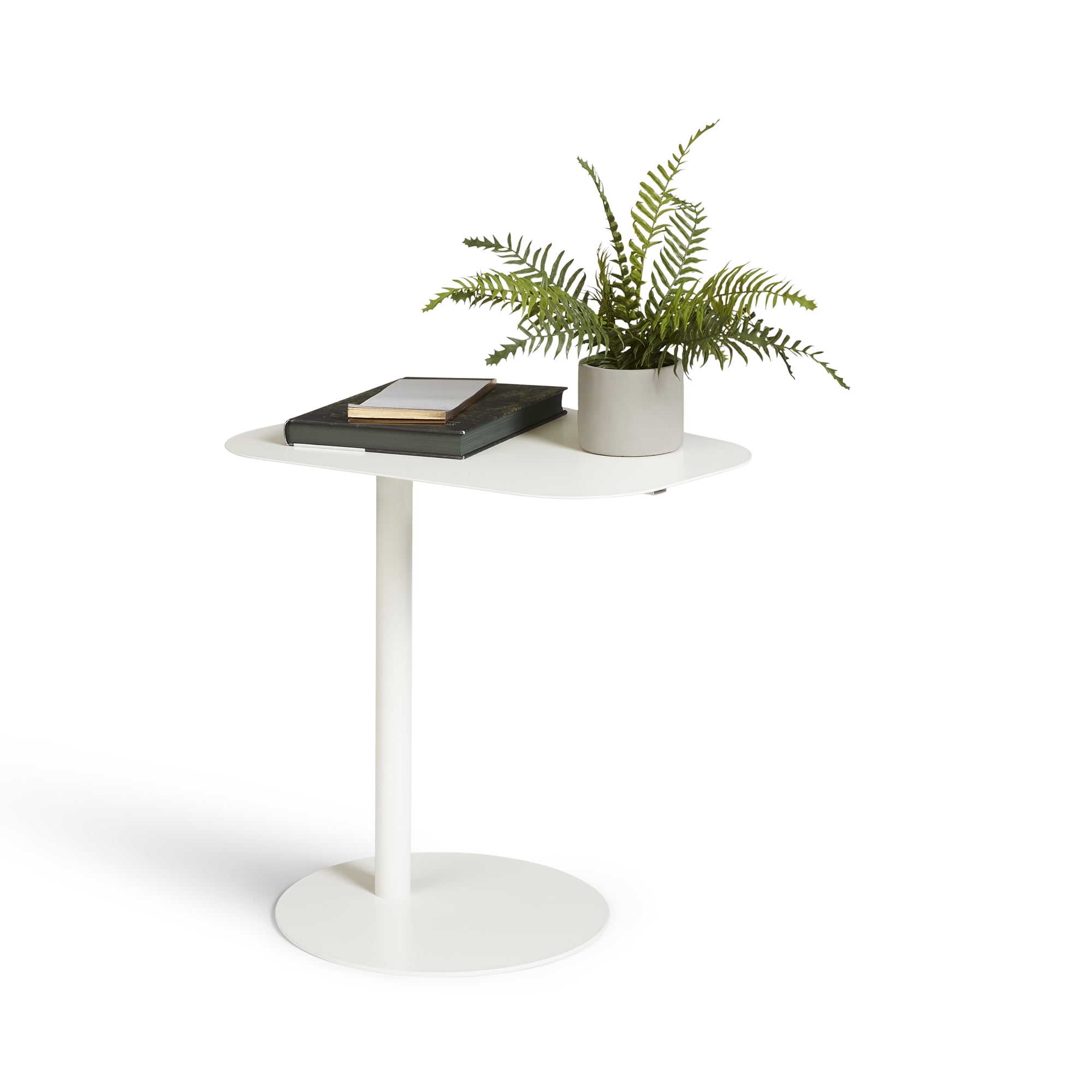 Chroma Modern Metal End Table Space Saving C Shaped Design in White ...