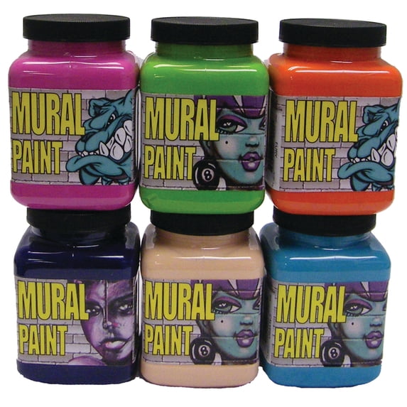 Chroma Non-Toxic Mural Paint Set, 6-Color Pint Bright Set for Art ...