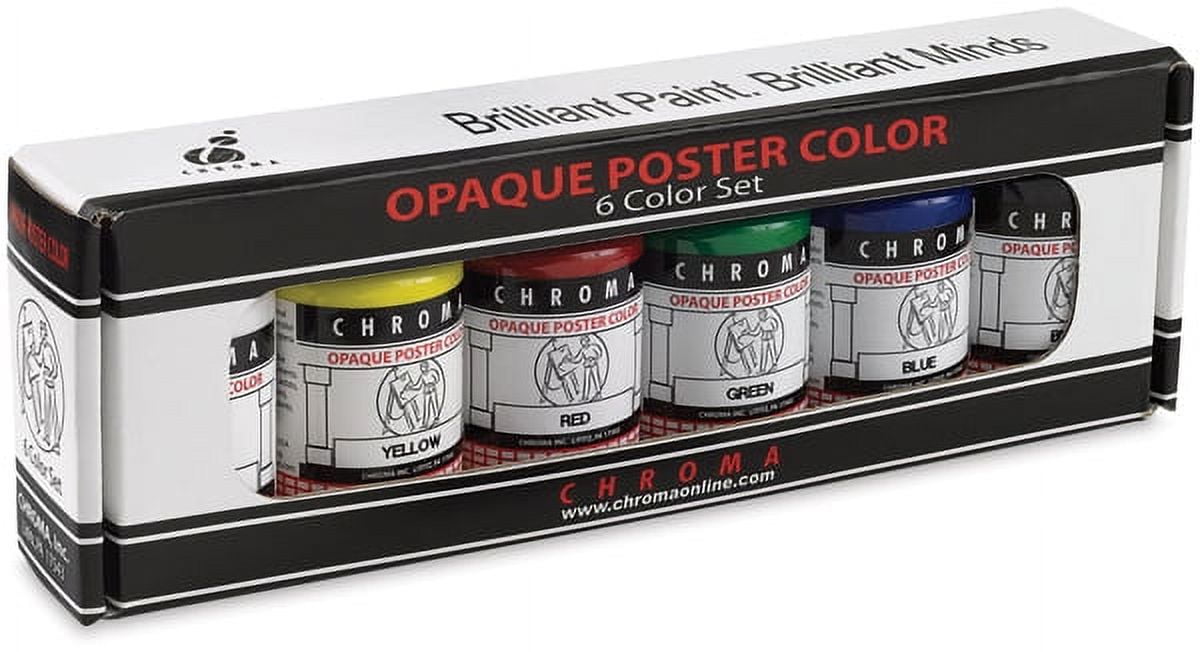 Chroma Opaque Poster Colors - Assorted, Set of 6, 3.5 oz jars - Walmart.com