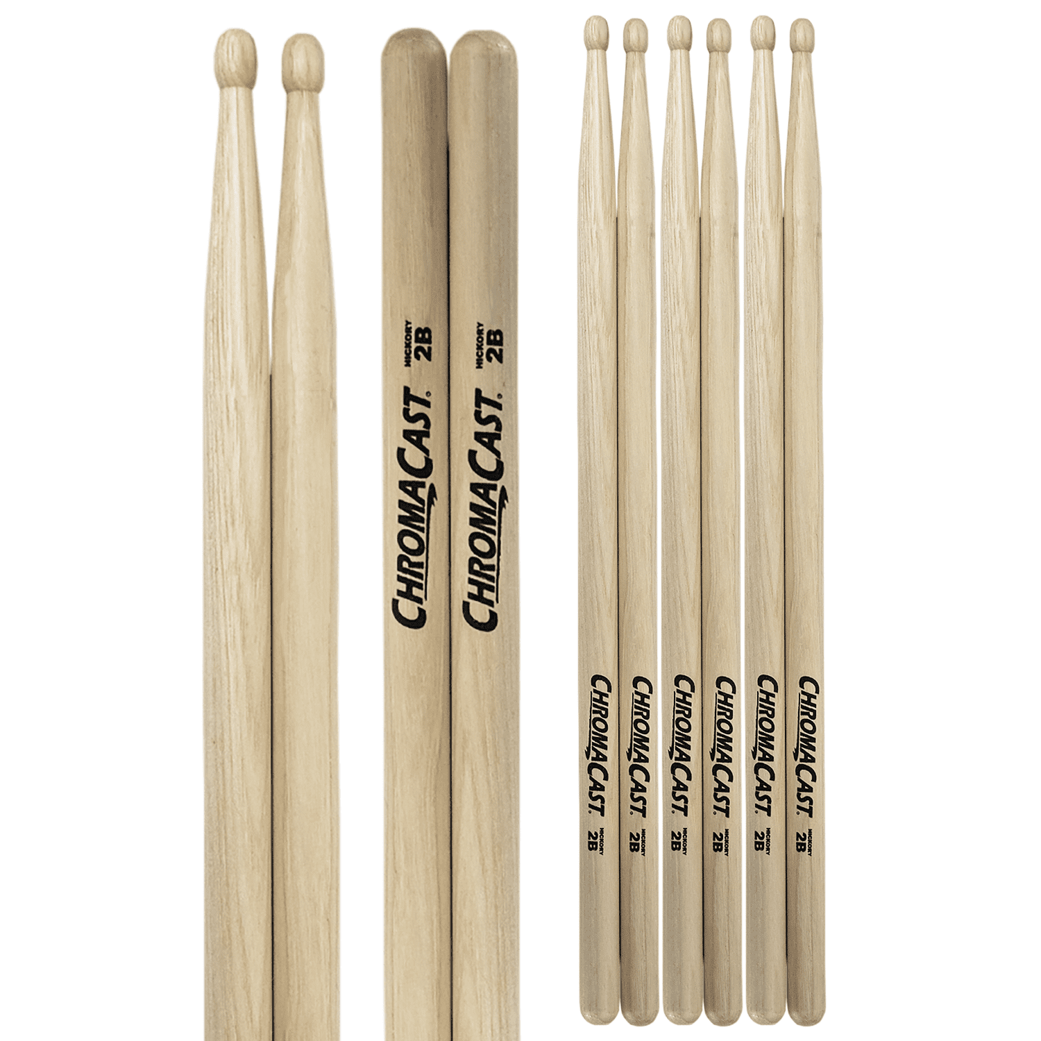 ChromaCast 2B Hickory Drumsticks Pair - Wood Tipped - Drum Sticks Tour ...