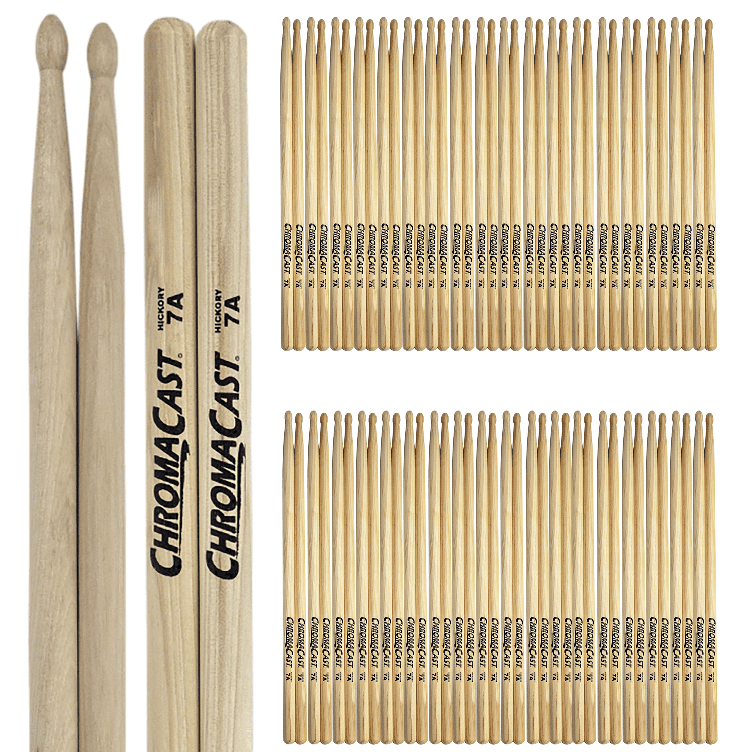 ChromaCast 7A Hickory Drumsticks Pair - Wood Tipped - Drum Sticks Tour ...