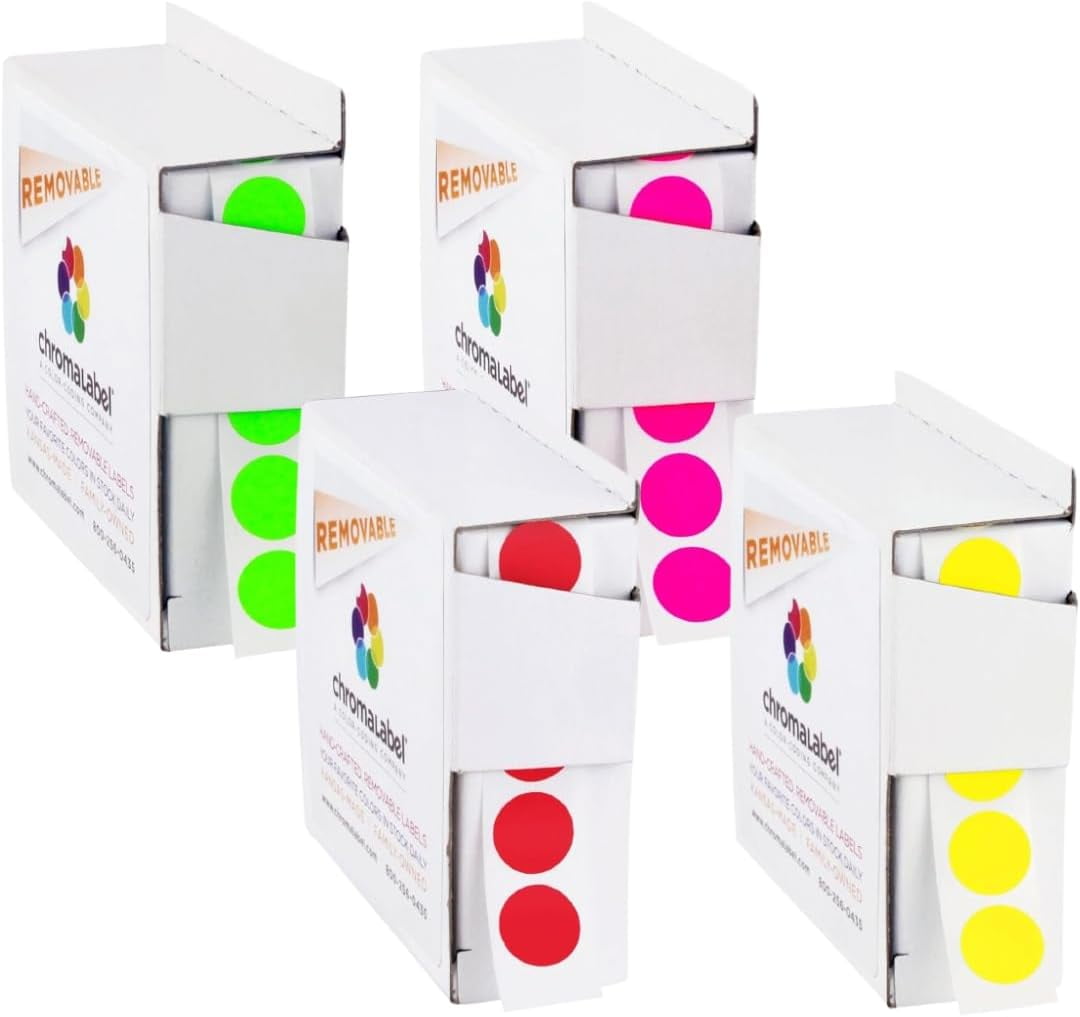 ChromaLabel 1/2 Inch Removable Circle Sticker Labels, Easy to Write On ...