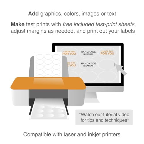 ChromaLabel 1.50 x 2.50 Inch Oval Printable Sticker, Laser Printer ...