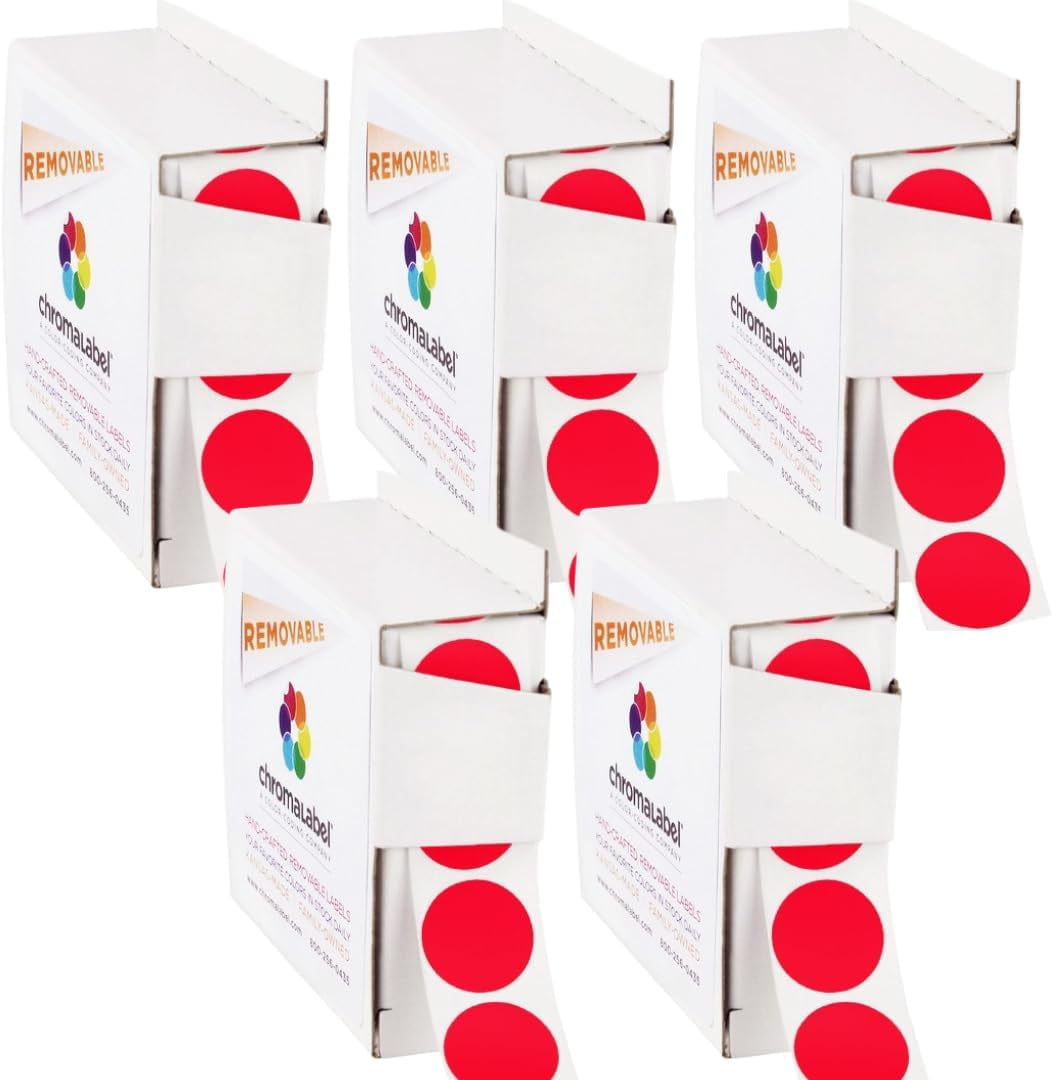 ChromaLabel 3/4 Inch Round Colored Stickers, Red Dot Stickers for Color ...