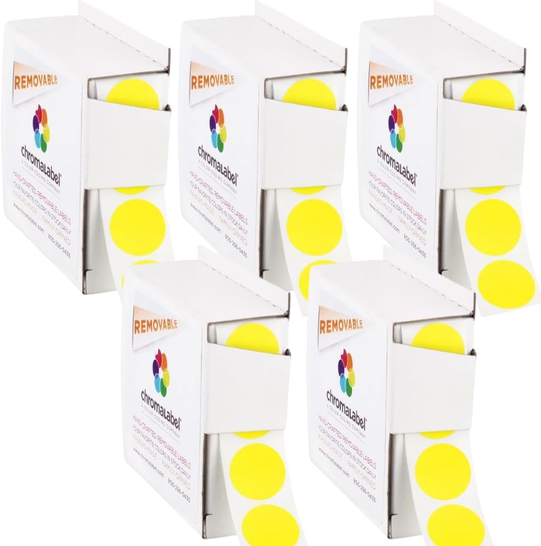 ChromaLabel 3/4 Inch Round Colored Stickers, Removable Sticky Dots ...