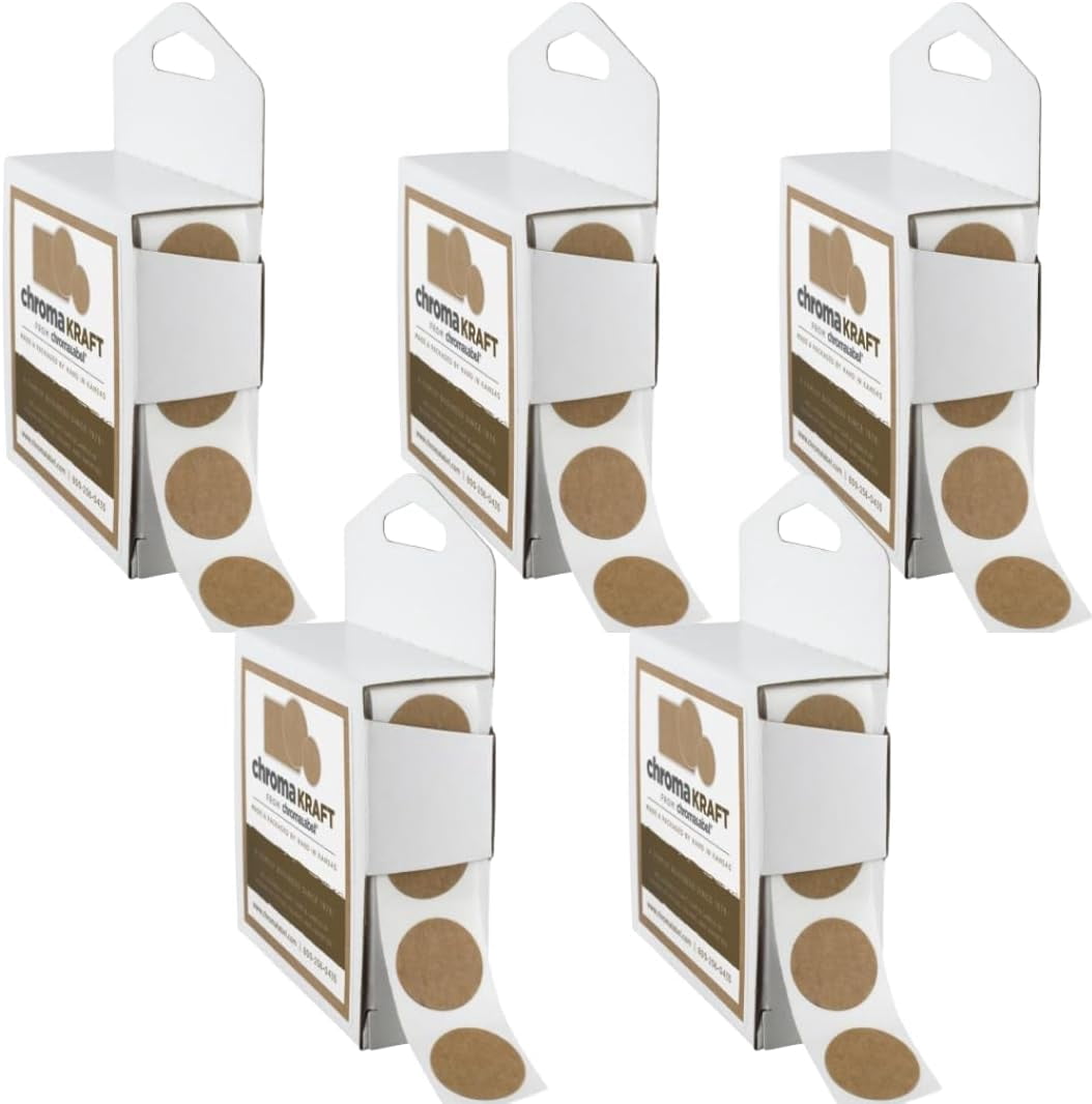 ChromaLabel 3/4 inch Round Label Permanent Kraft Dot Stickers, Round ...