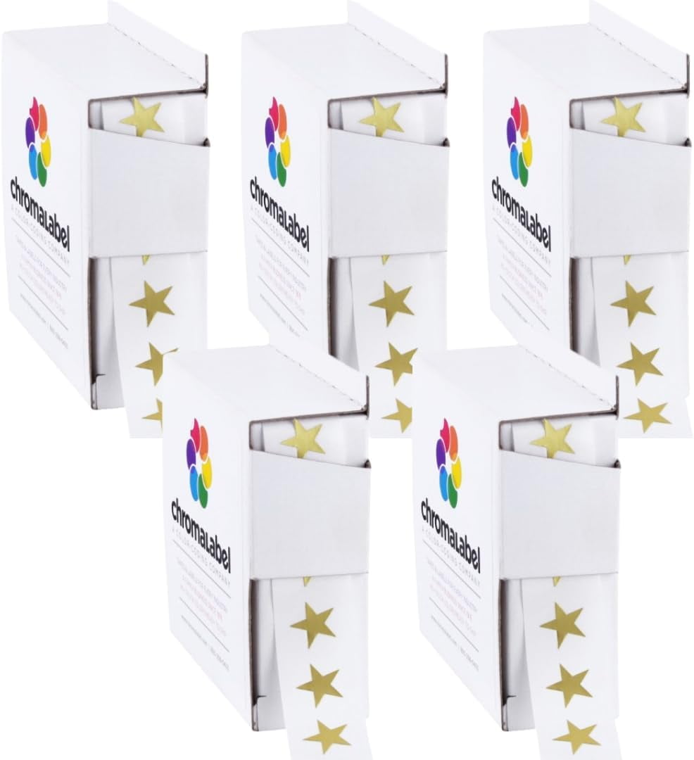 ChromaLabel 3/8 Inch Star Stickers, Metallic Gold Star Stikcer Labels ...