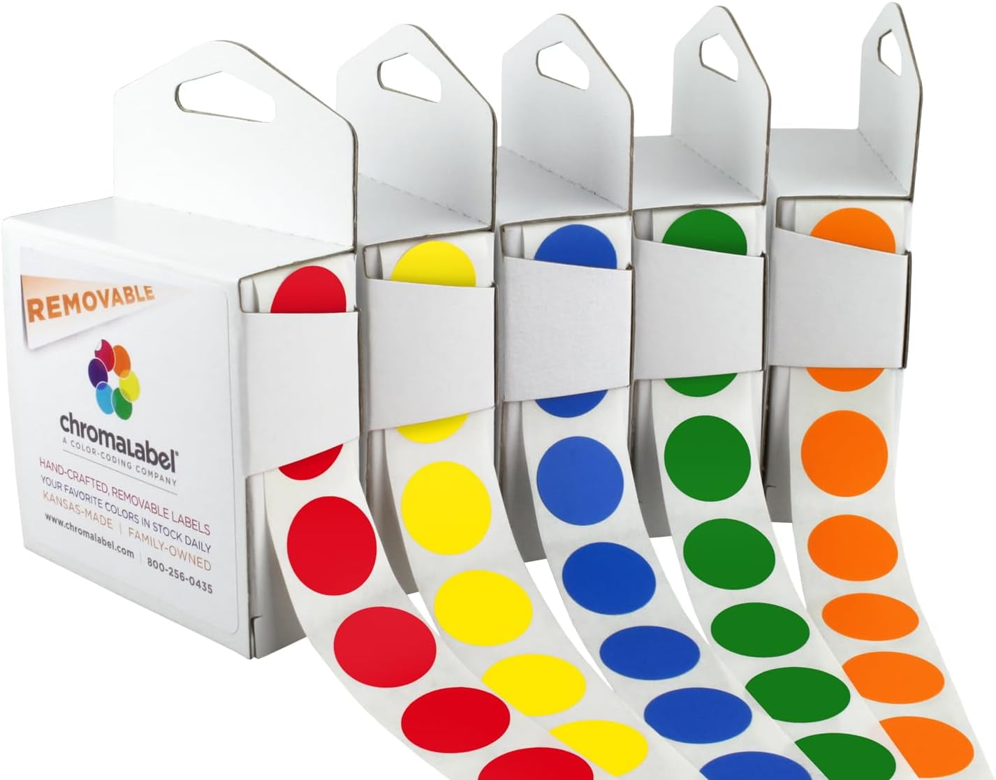 ChromaLabel Removable Color Code Dot Label Kit, 5 Assorted Standard ...