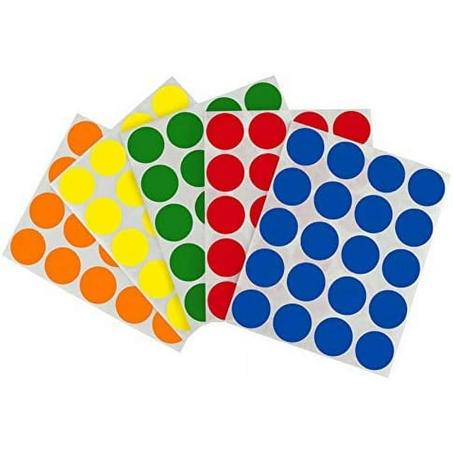 ChromaLabel Removable Round Color Code Dot Sticker Kit, 5 Assorted ...