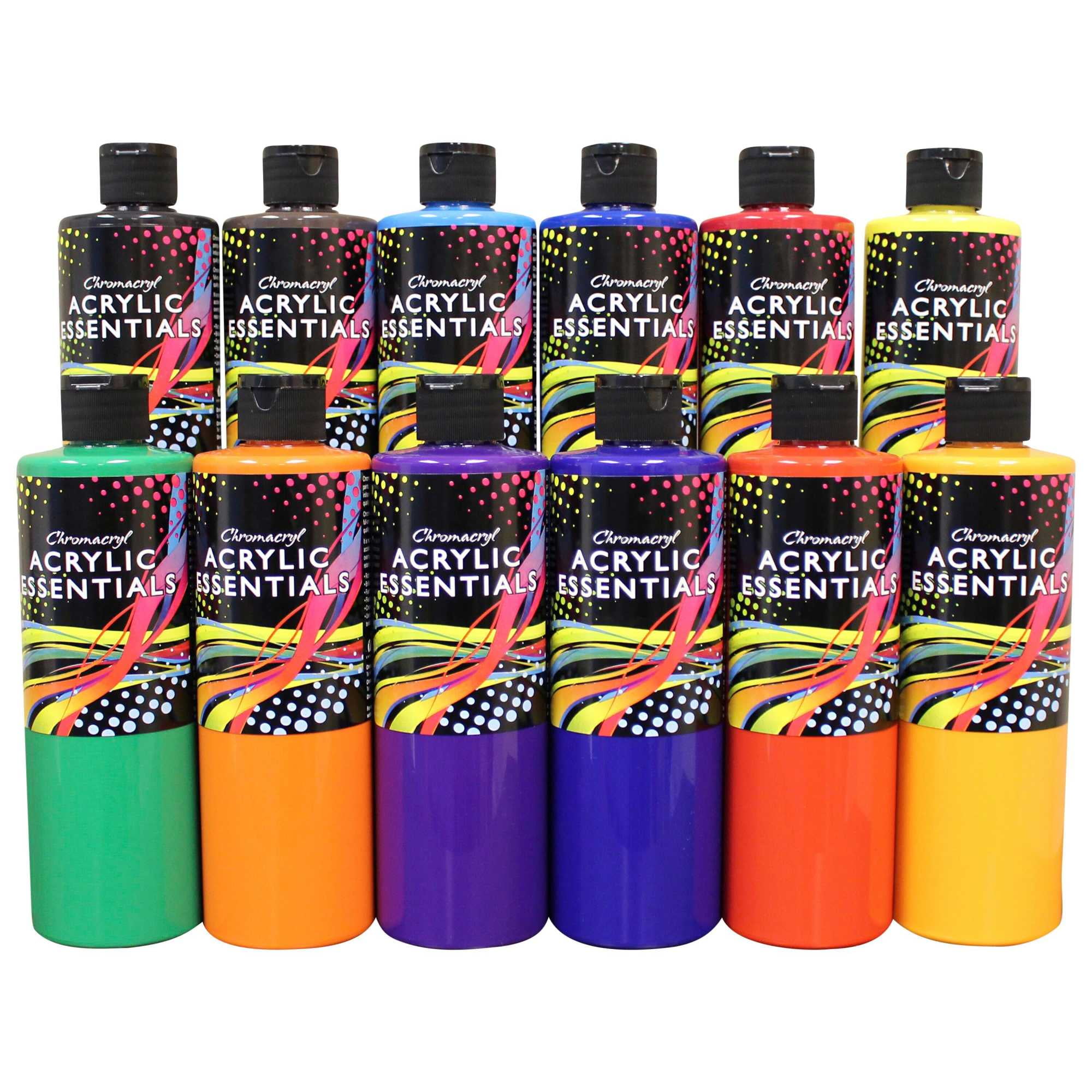 Chromacryl Acrylic Essentials Set, Assorted Vibrant Colors, Set of 12 ...