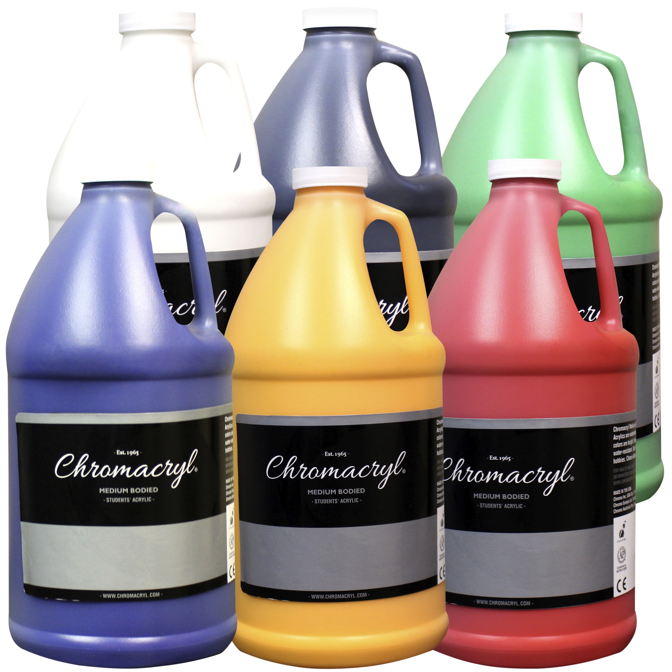 Chromacryl Students' Acrylics, Half Gallons, Assorted Colors, Set of 6 ...