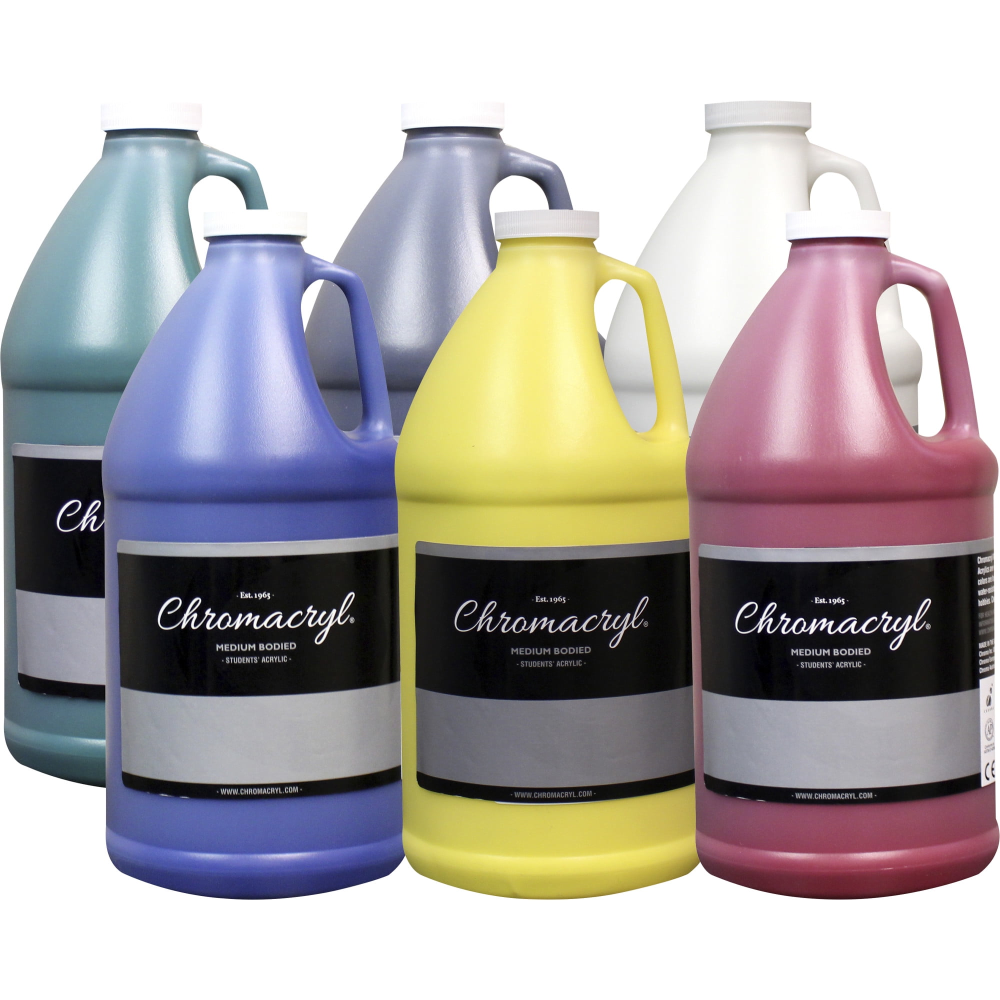 Chromacryl Students' Acrylics, Half Gallons, Assorted Colors, Set of 6 ...