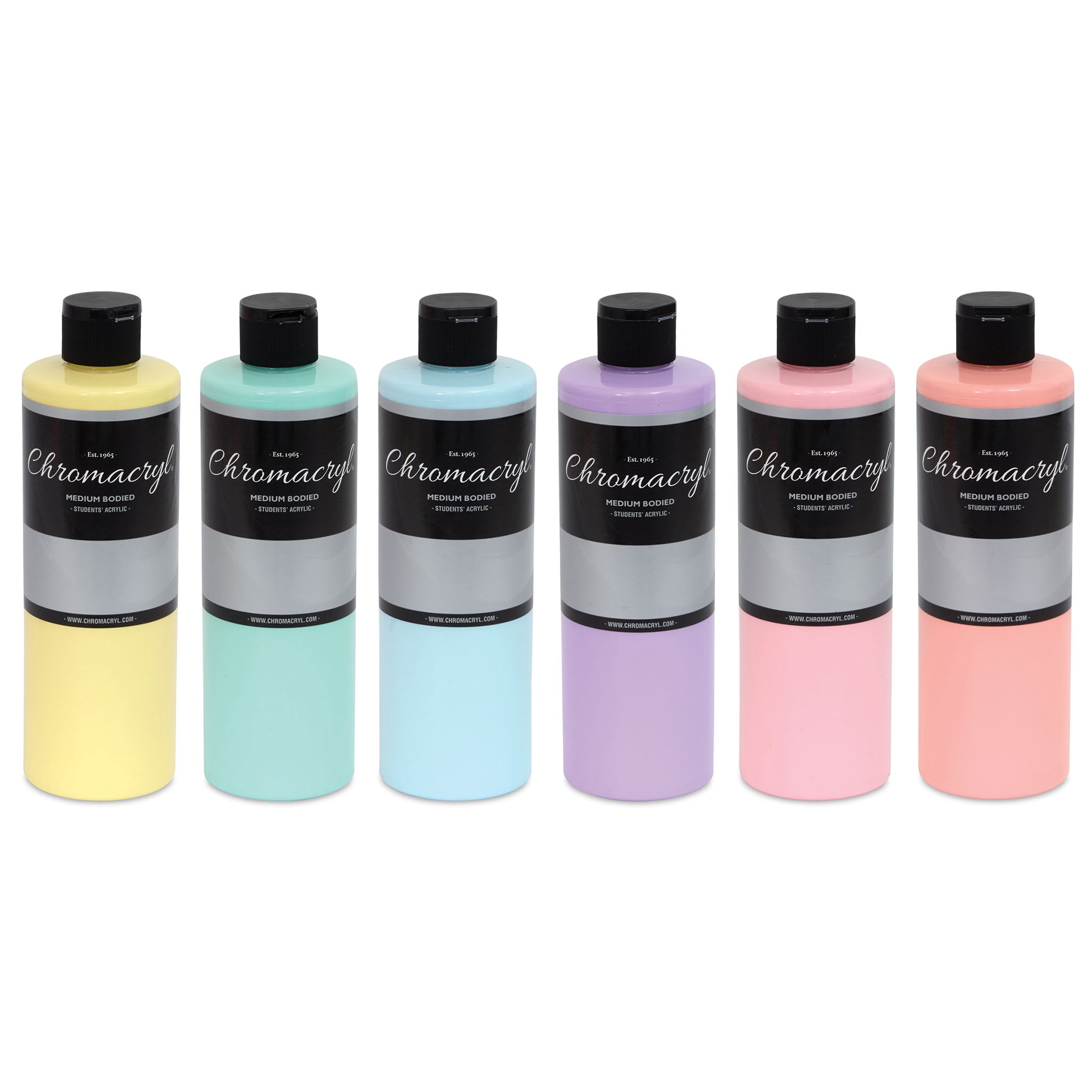 Chromacryl Students' Acrylics - Set of 6, Pastel Colors, 16 oz ...