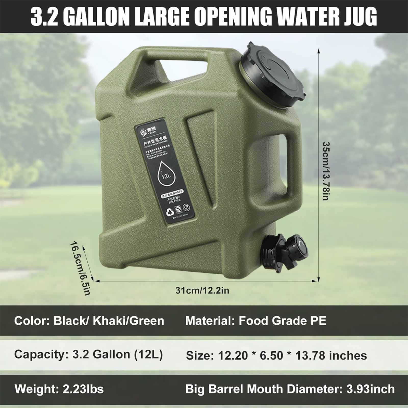 Chromalune Camping Water Container 3.2 Gallon Water Jug With Spigot ...