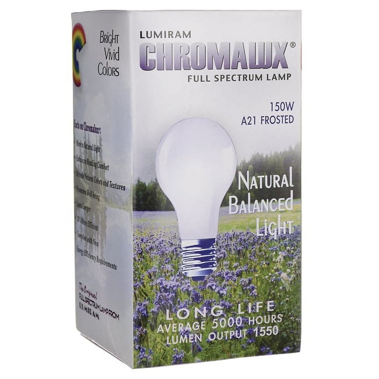 Chromalux Full Spectrum Light Bulb - A21 Frosted 150 Watt 1 Unit ...