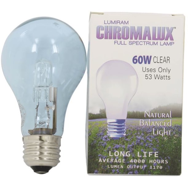 Chromalux Light Bulb - 60W Clear 60 Watt 1 Unit - Walmart.com