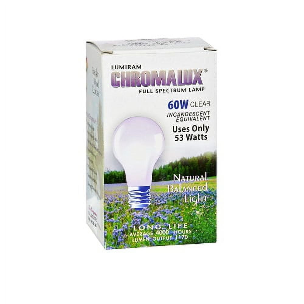 Chromalux Standard Full Spectrum 60 Watt Bulb Clear Lamp Natural ...
