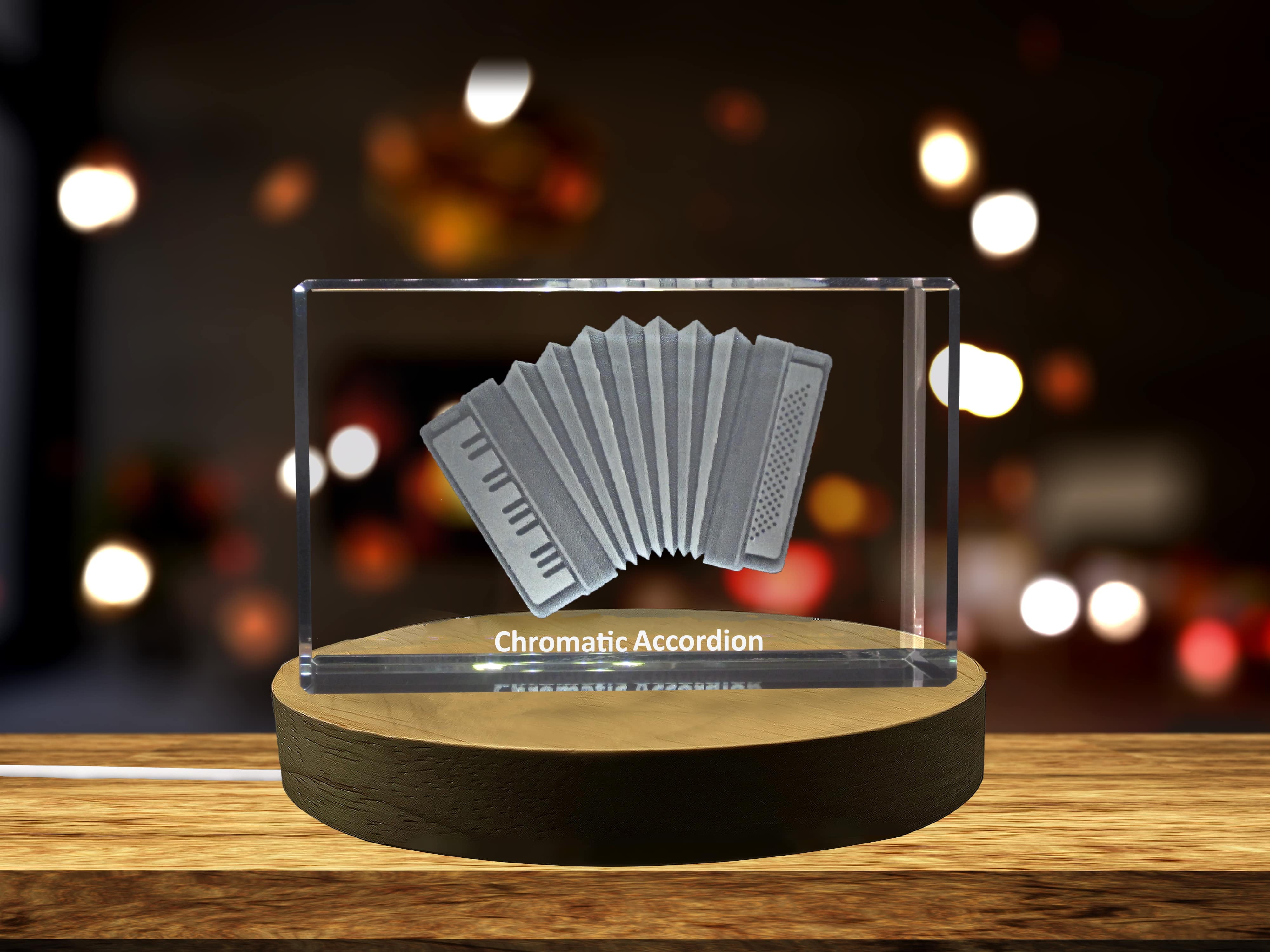 Chromatic Accordion 3D Engraved Crystal 3D Engraved Crystal Keepsake ...