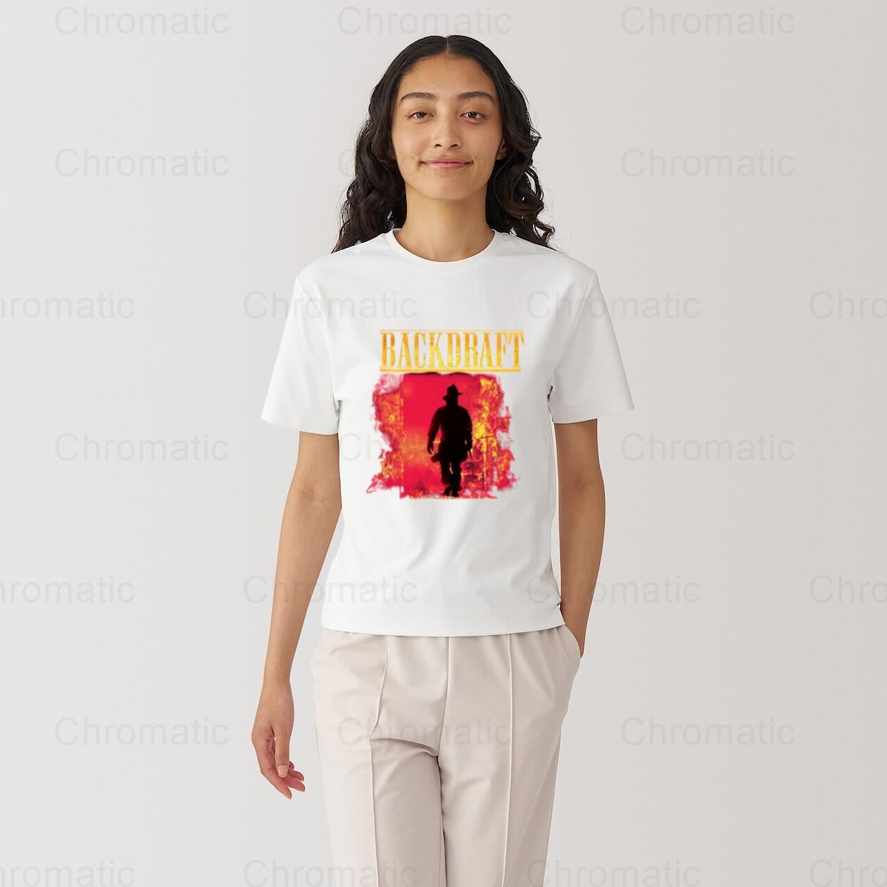 Chromatic Backdraft Retro 90s Action Firefighter Movie T Shirt, for men ...