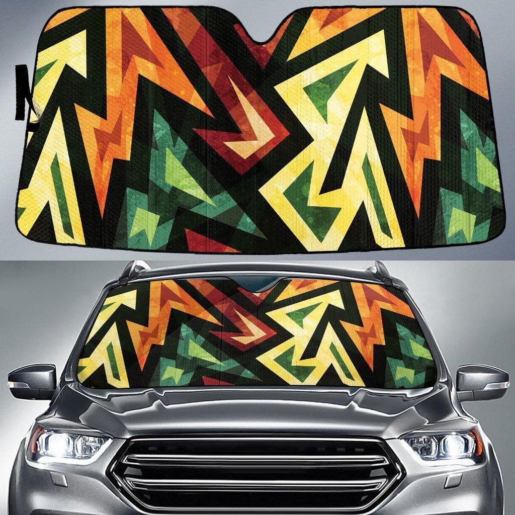 Chromatic Cool Block Geometric Pattern All Over Print Car Sun Shades ...