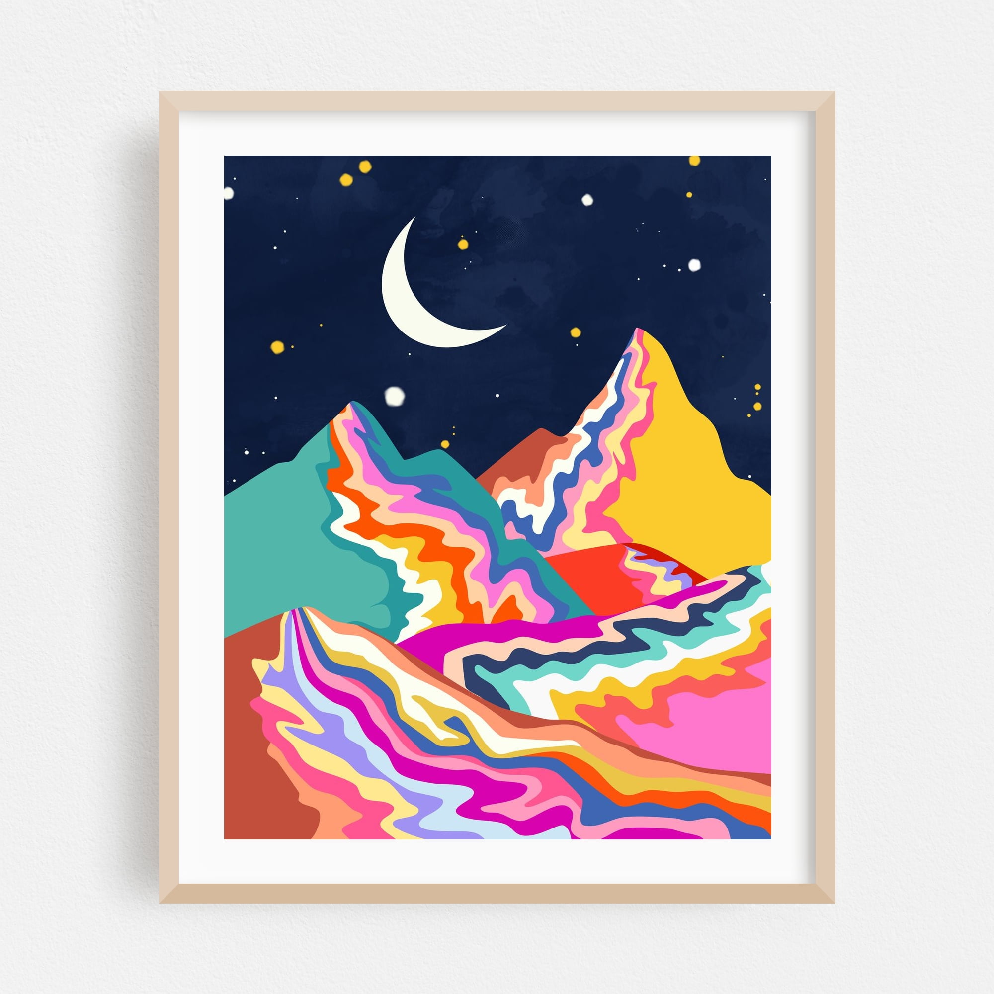 Chromatic Peaks - India Illustration Psychedelic Moon Abstract Night ...