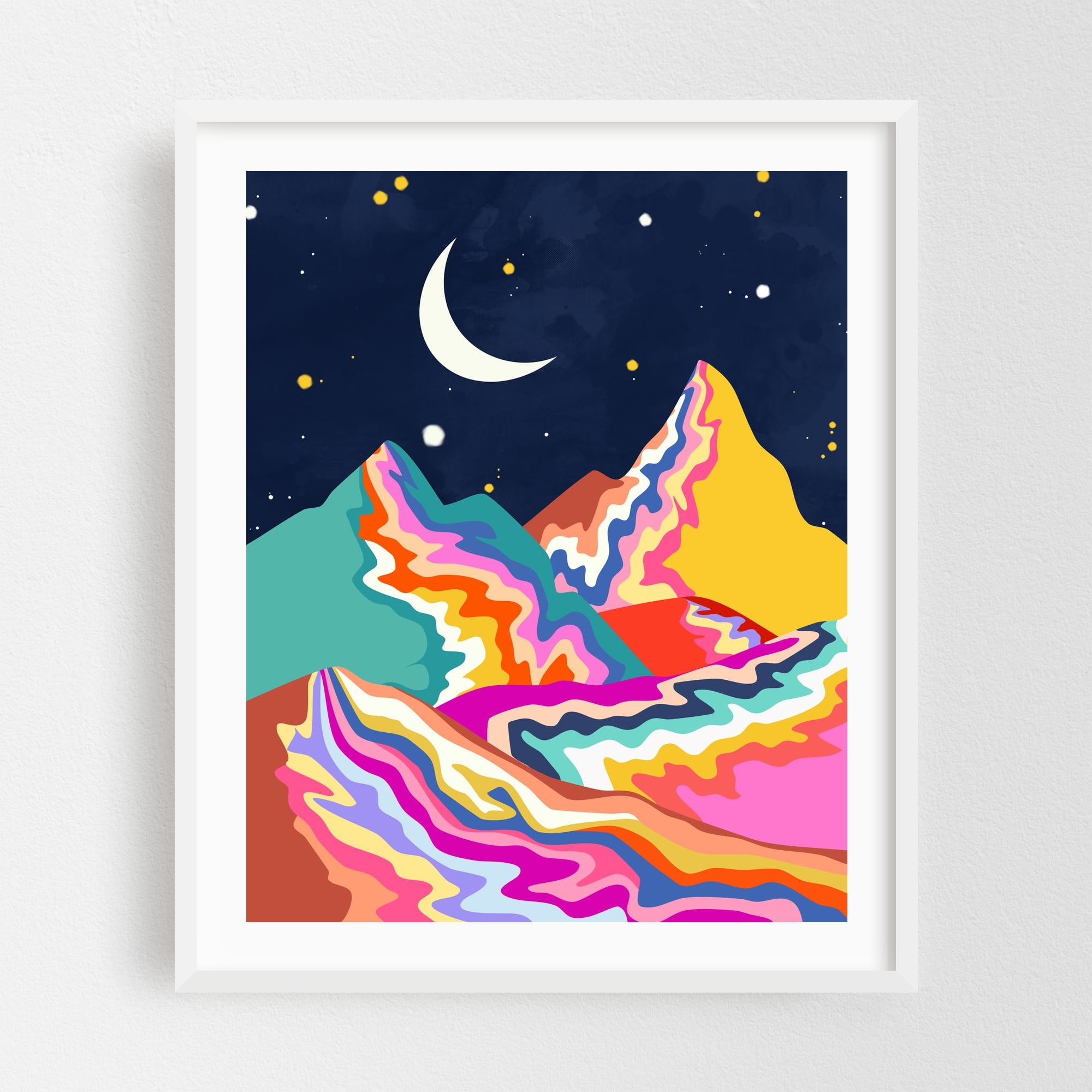 Chromatic Peaks - India Illustration Psychedelic Moon Abstract Night ...