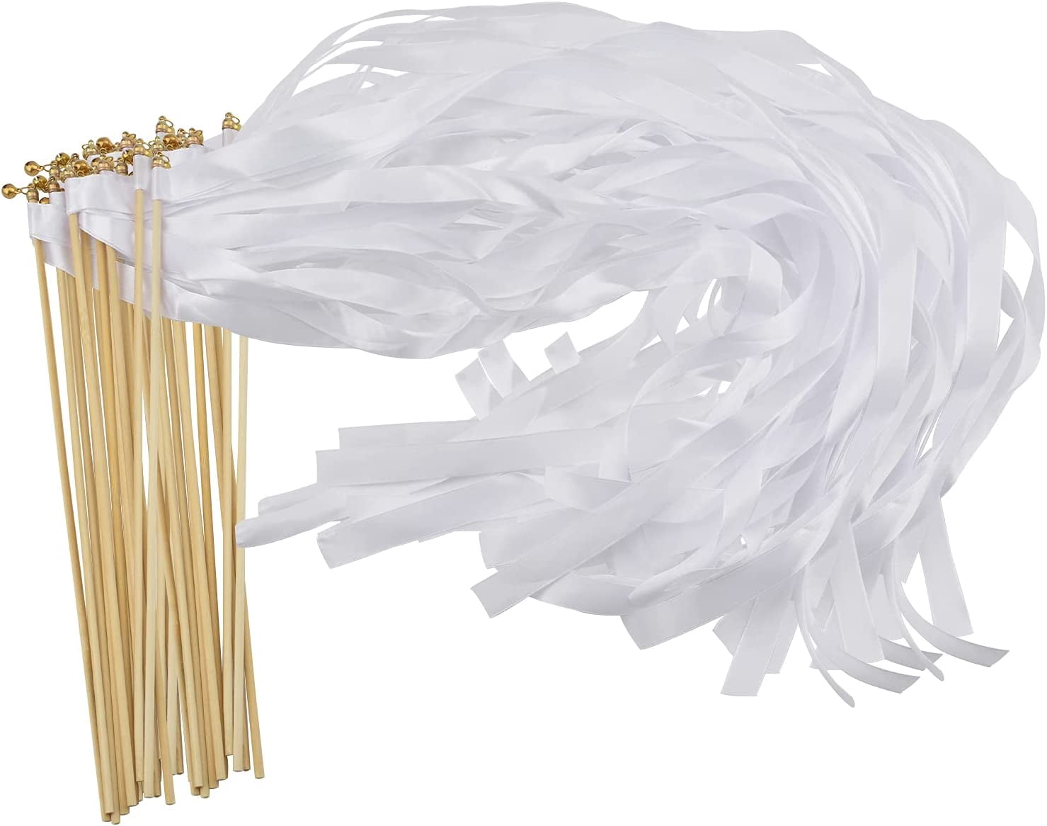 Chromatic Silk Ribbon Bells, 50 Pcs Ribbon White Color Fairy Stick Wish ...
