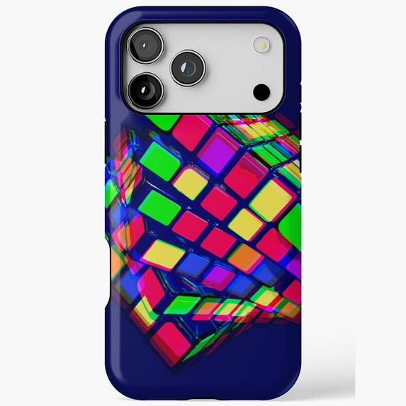 Chromatised Rubik Cube Art Phone Case for iPhone 11 12 13 14 15 16 17 ...