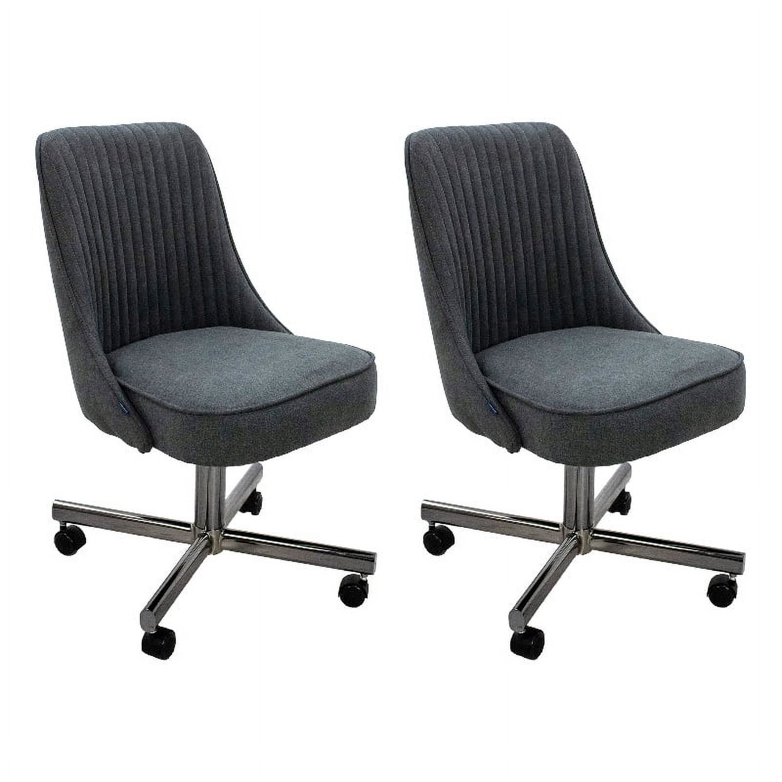 "Chromcraft 33.5""H Gray Fabric Dining Chair with Metal Leg and Casters ...