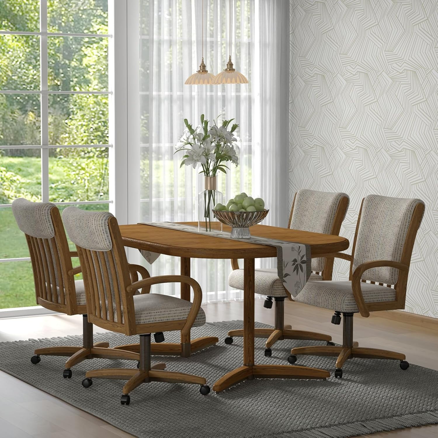 Chromcraft 5-Piece Dining Set, Expandable Table with 4 Swivel-Tilt ...