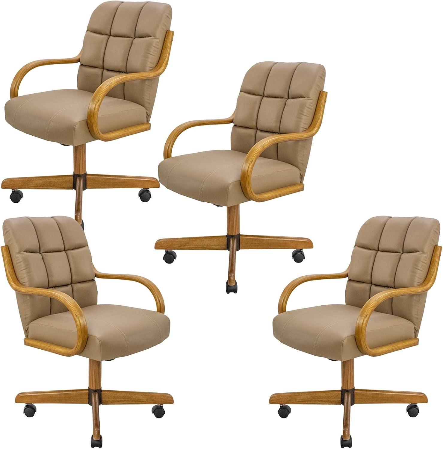 Chromcraft Douglas 4 Set of Classic Caster Swivel Tilt Dining Chairs ...