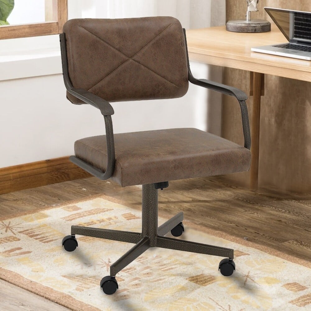 Chromcraft Douglas Set of 2 Caster Dining Chairs, Texture Bronze Finish ...