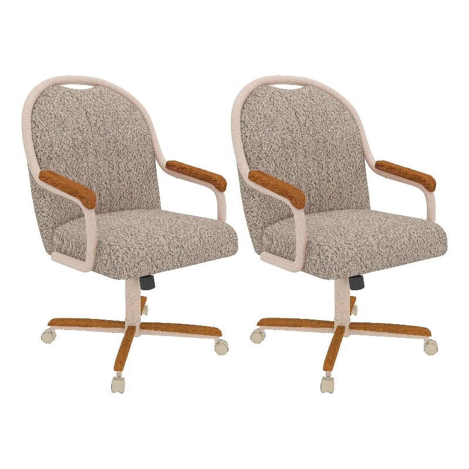 Chromcraft Douglas Swivel Dining Arm Chair In Chestnut And Light Sand