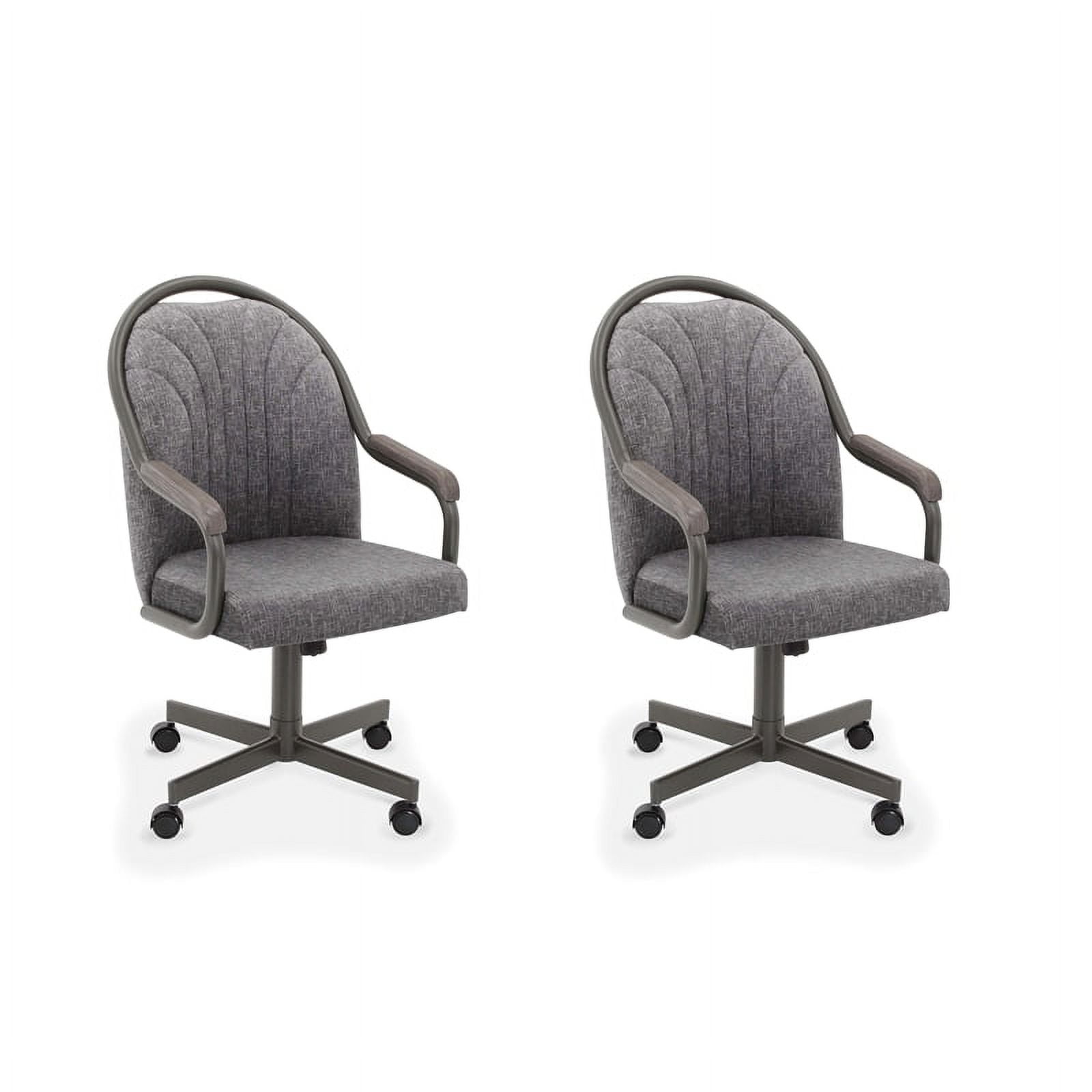 Chromcraft Douglas Swivel Dining Arm Chair In Sea Gray Set Of 2