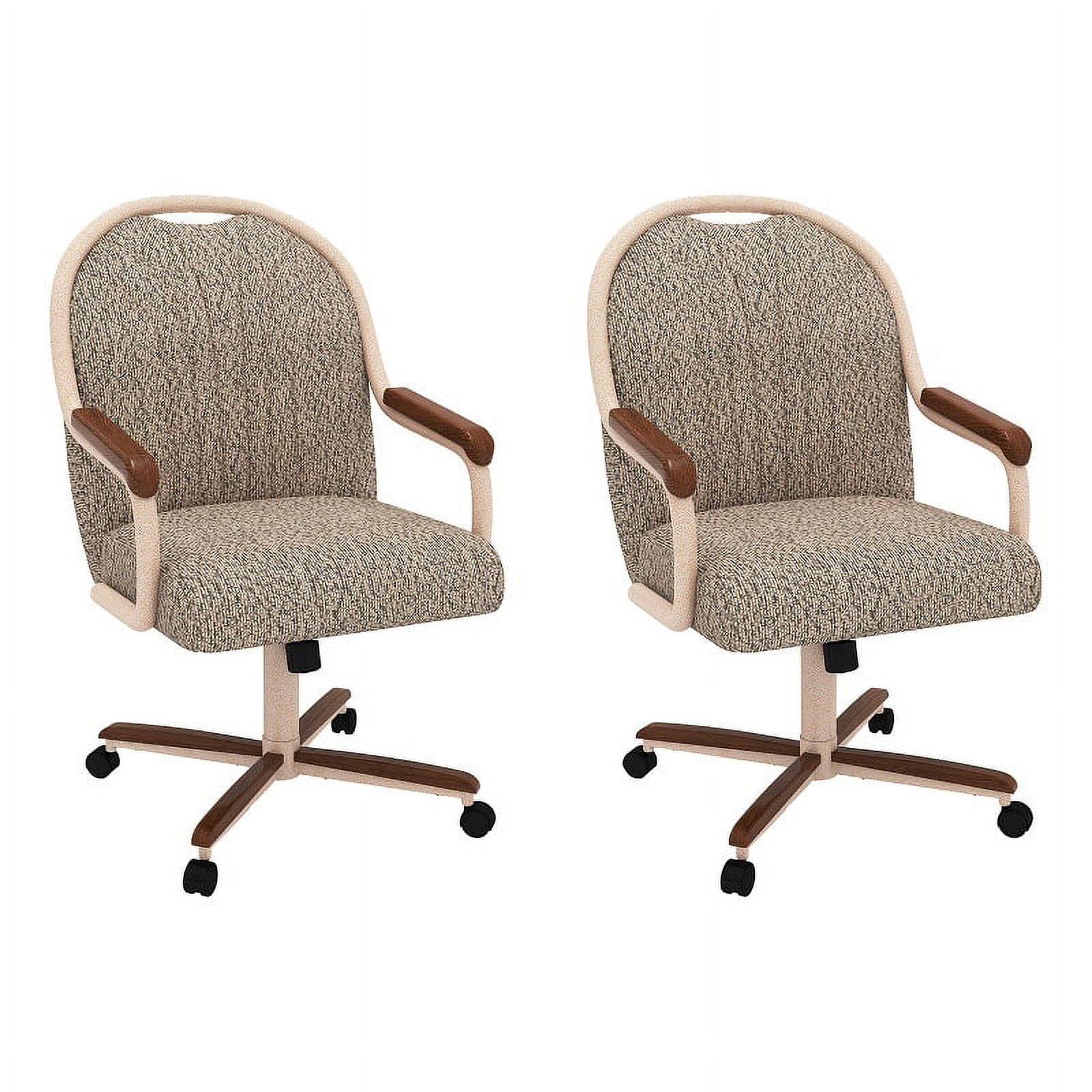 Chromcraft Douglas Swivel Dining Arm Chair In Walnut And Light Sand