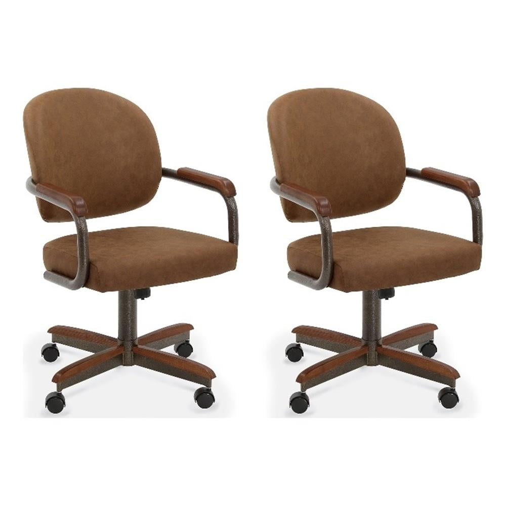 Chromcraft Douglas Swivel Dining Chair with Casters in Walnut and ...